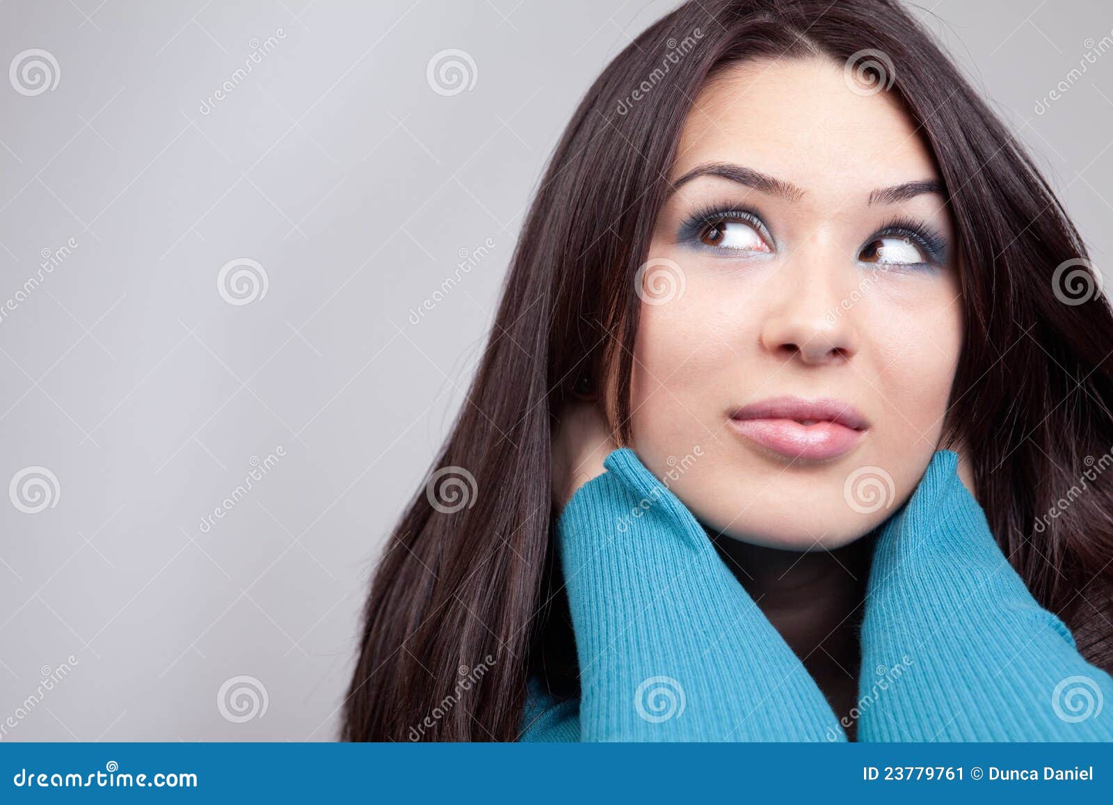 Daydream Concept - Pensive Cute Woman Stock Image - Image of ponder ...