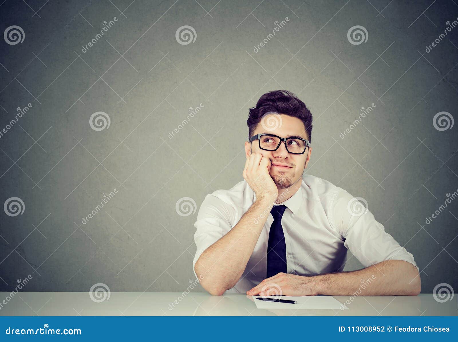 Daydreaming Office Worker in Office Stock Photo - Image of business ...