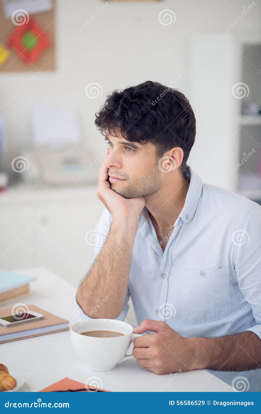 Daydreaming stock image. Image of handsome, contemplating - 56586529