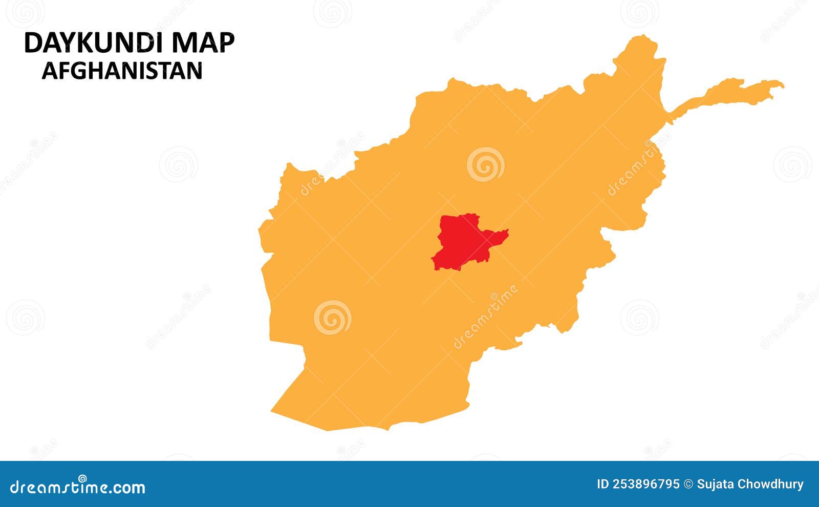 Daykundi State And Regions Map Highlighted On Afghanistan Map Cartoon ...