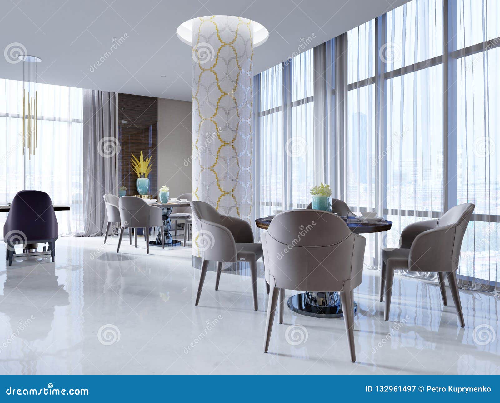 Daylight Interior of Stylish Restaurant Stock Illustration ...