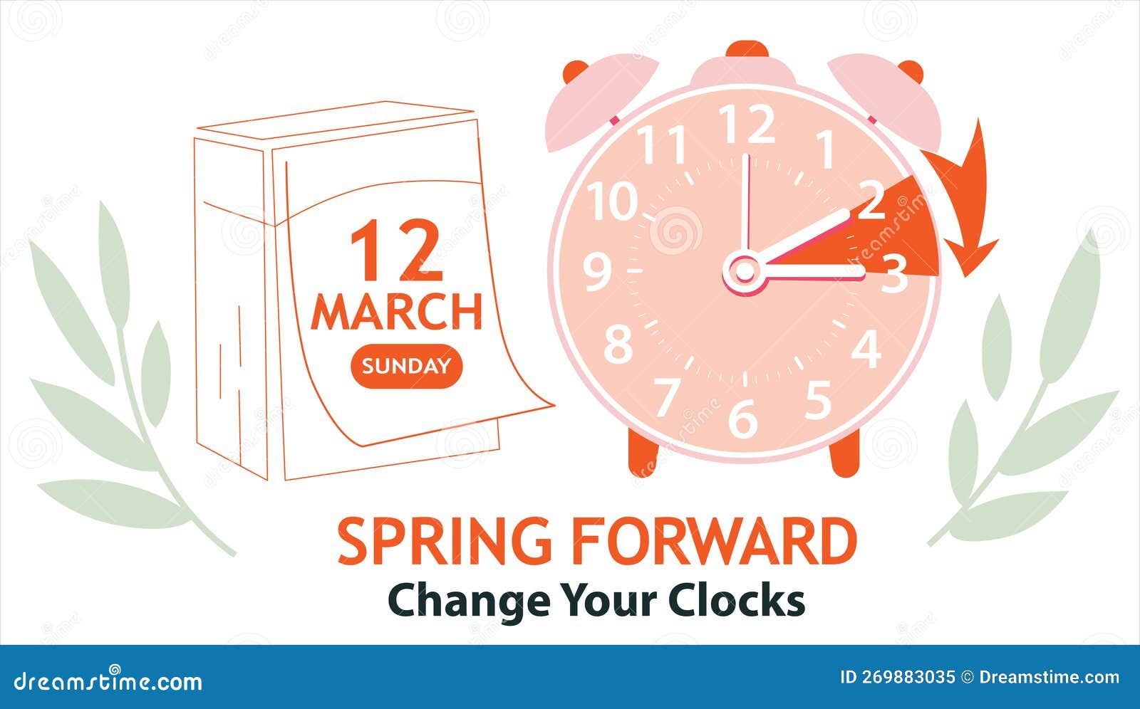 Daylight Saving Time Begins 2023 Web Banner with Clocks and Calendar ...