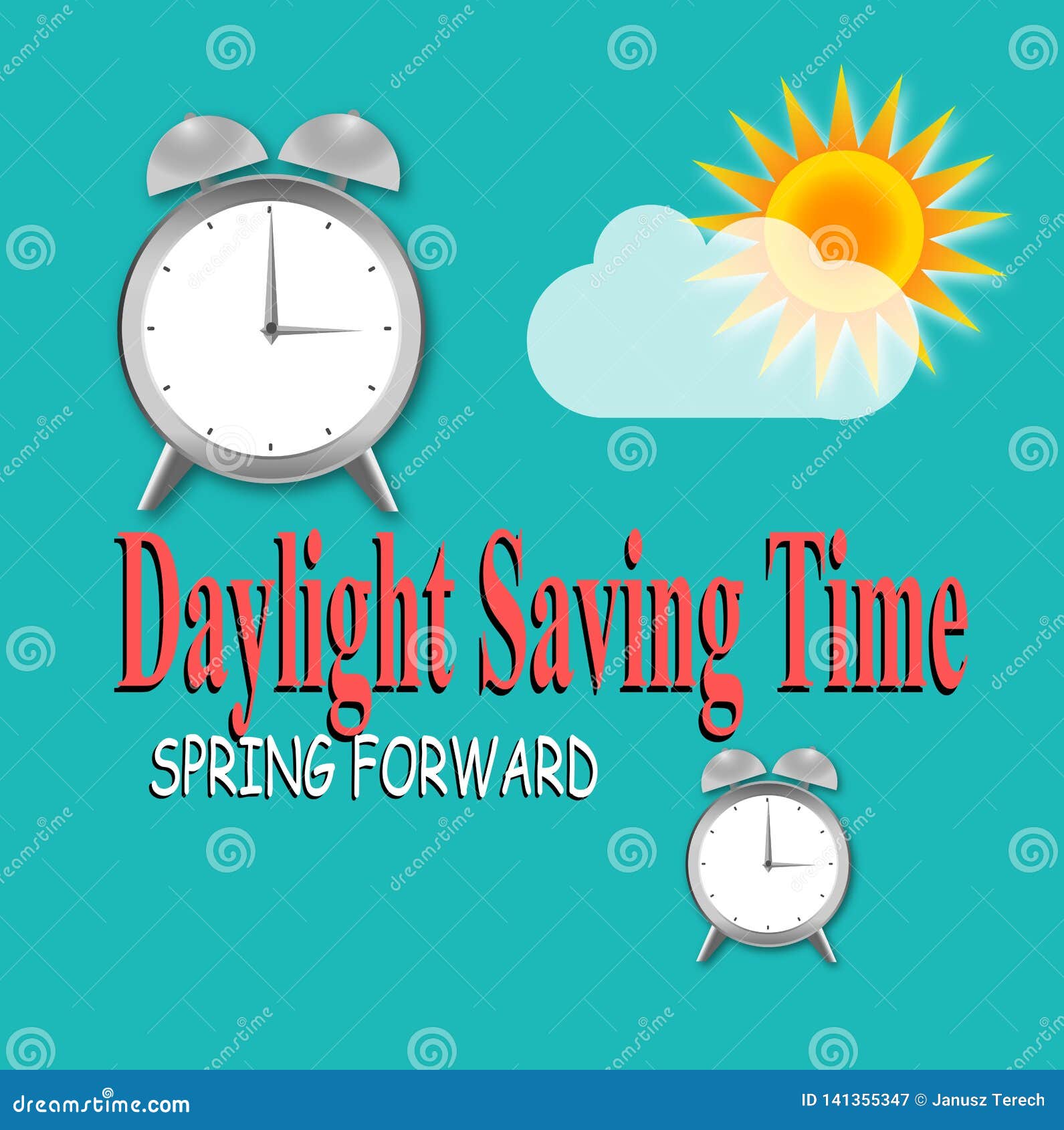 Daylight Saving Time with Clock and Sun Stock Illustration ...