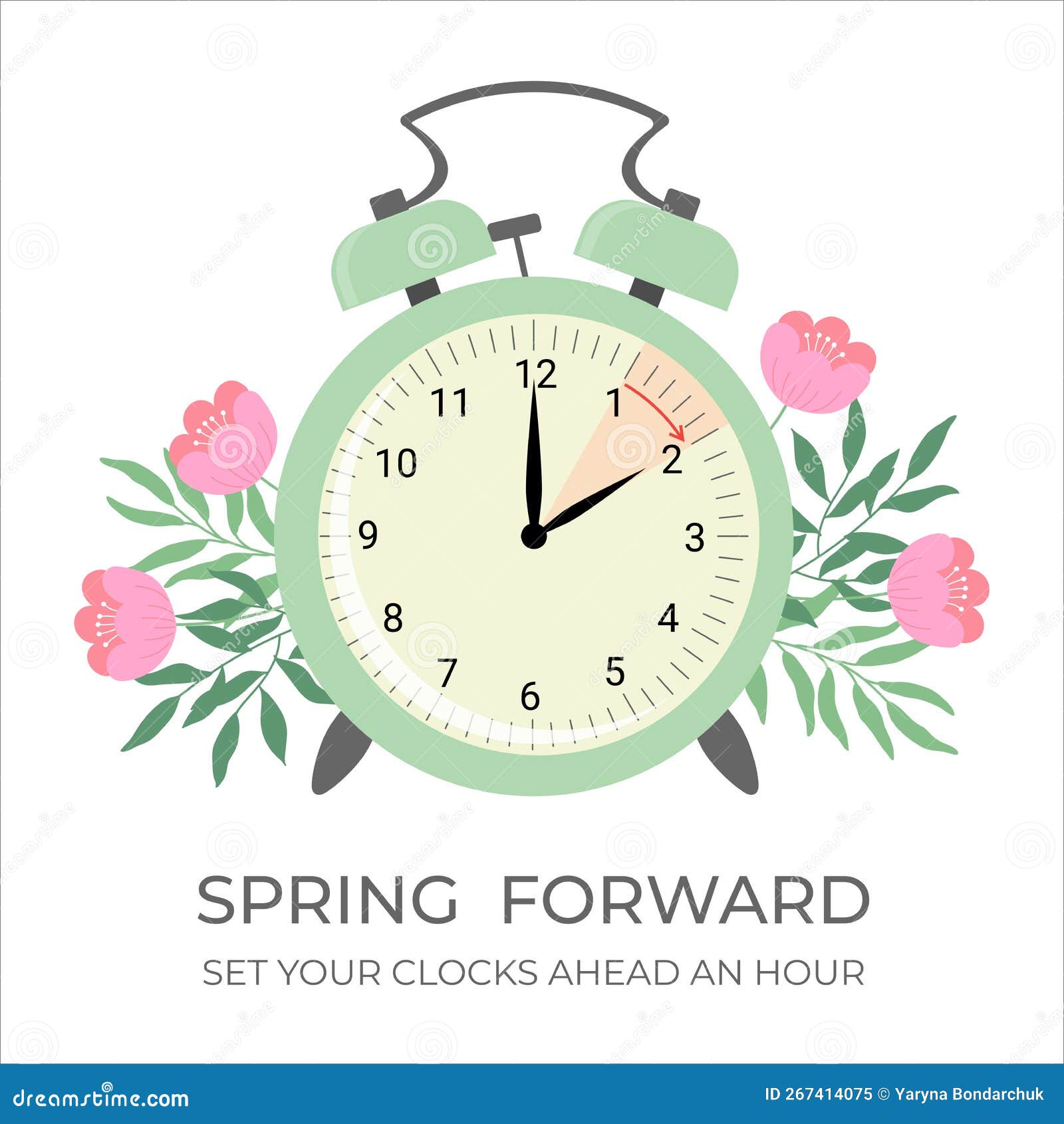 Daylight Saving Time Concept Banner. Spring Forward Time. Allarm Clock ...