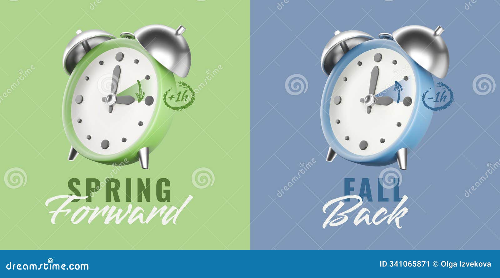 Daylight Saving Time Concept with 3D Alarm Clock Stock Vector ...