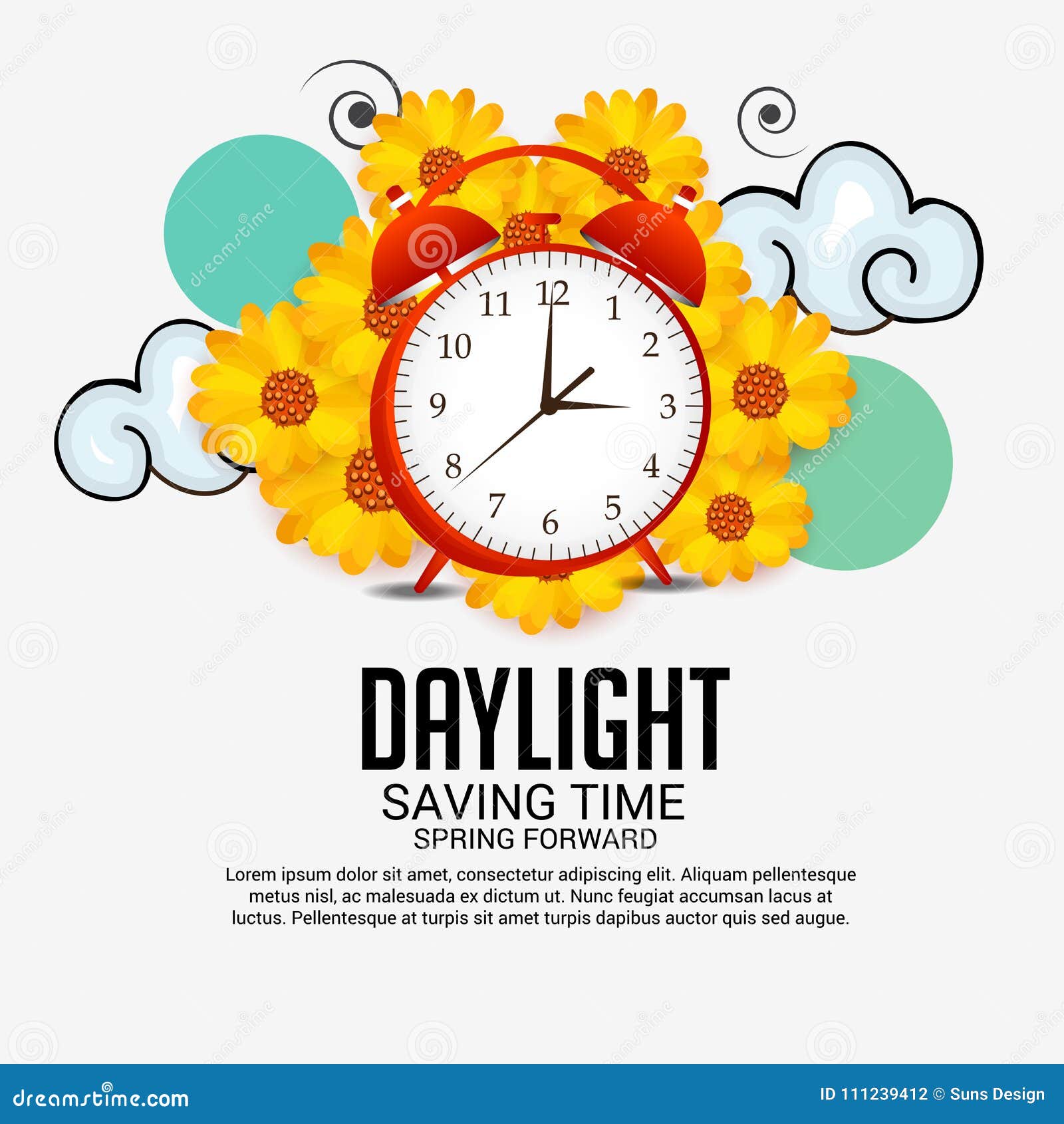 Daylight Saving Time. stock illustration. Illustration of flyer - 111239412