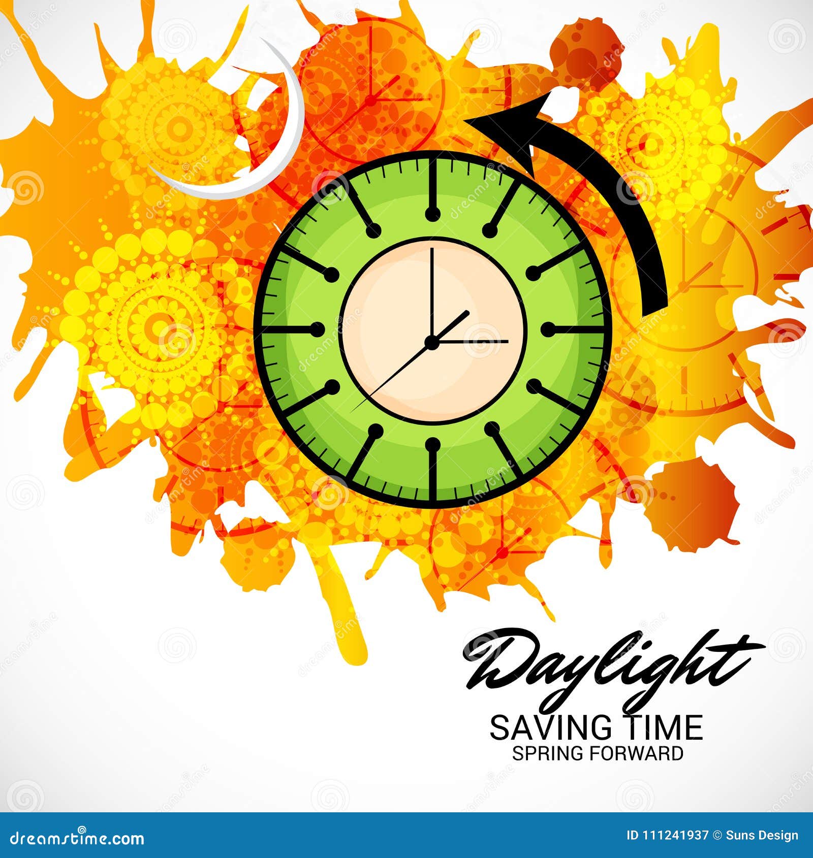 Daylight Saving Time. stock illustration. Illustration of watch - 111241937