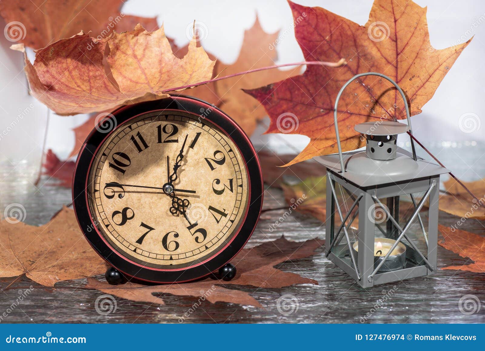 Daylight Saving Time. Wall Clock Going To Winter Time Stock Photo ...