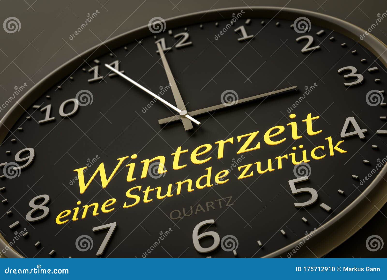 Daylight Saving Winter Time One Hour Back Modern Black Clock Style ...