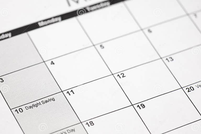 Daylight Savings 2019 on Calendar. Spring Forward Time - Savings ...