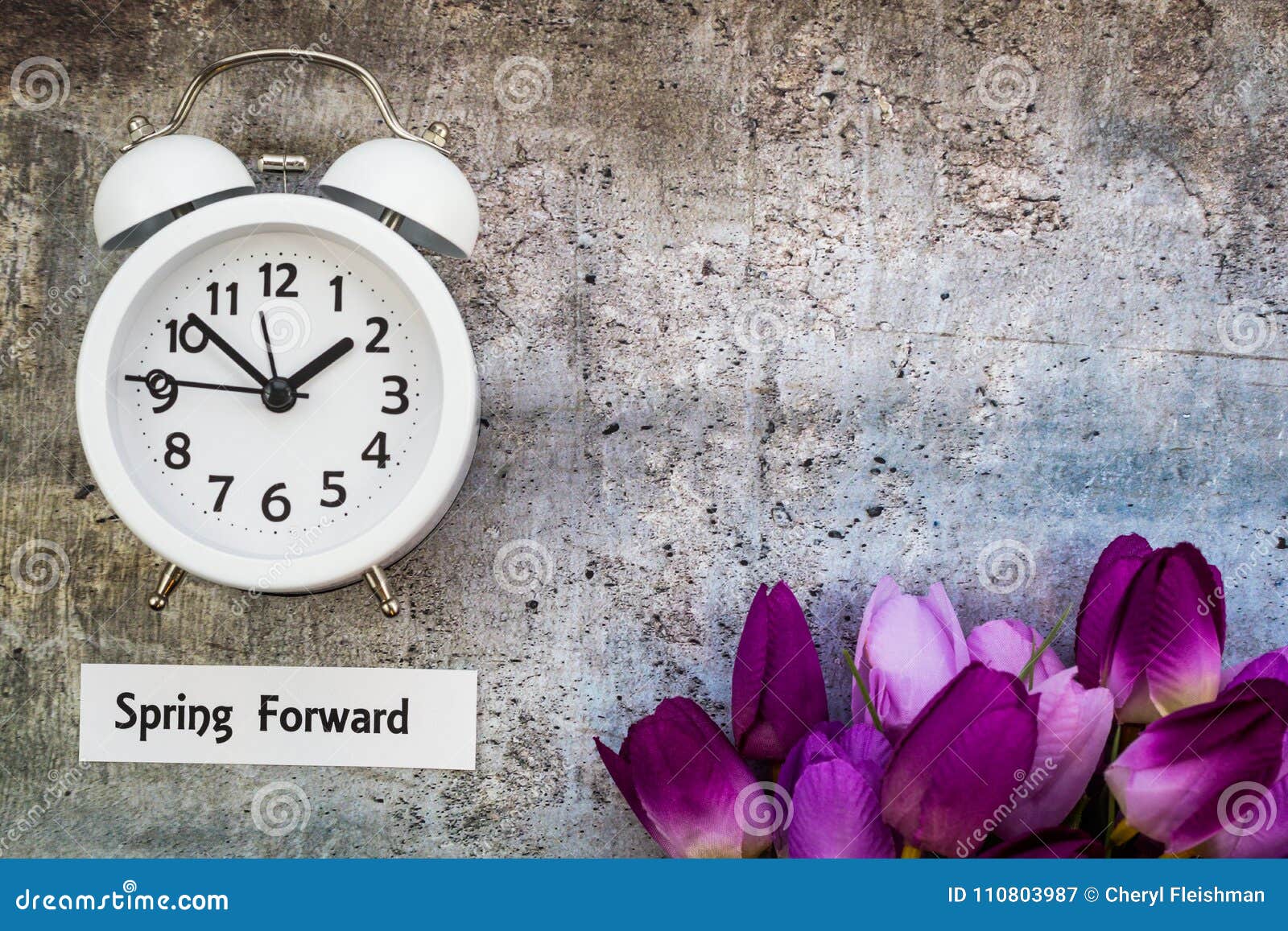 Daylight Savings Time Spring Forward Concept Top Down View with White ...