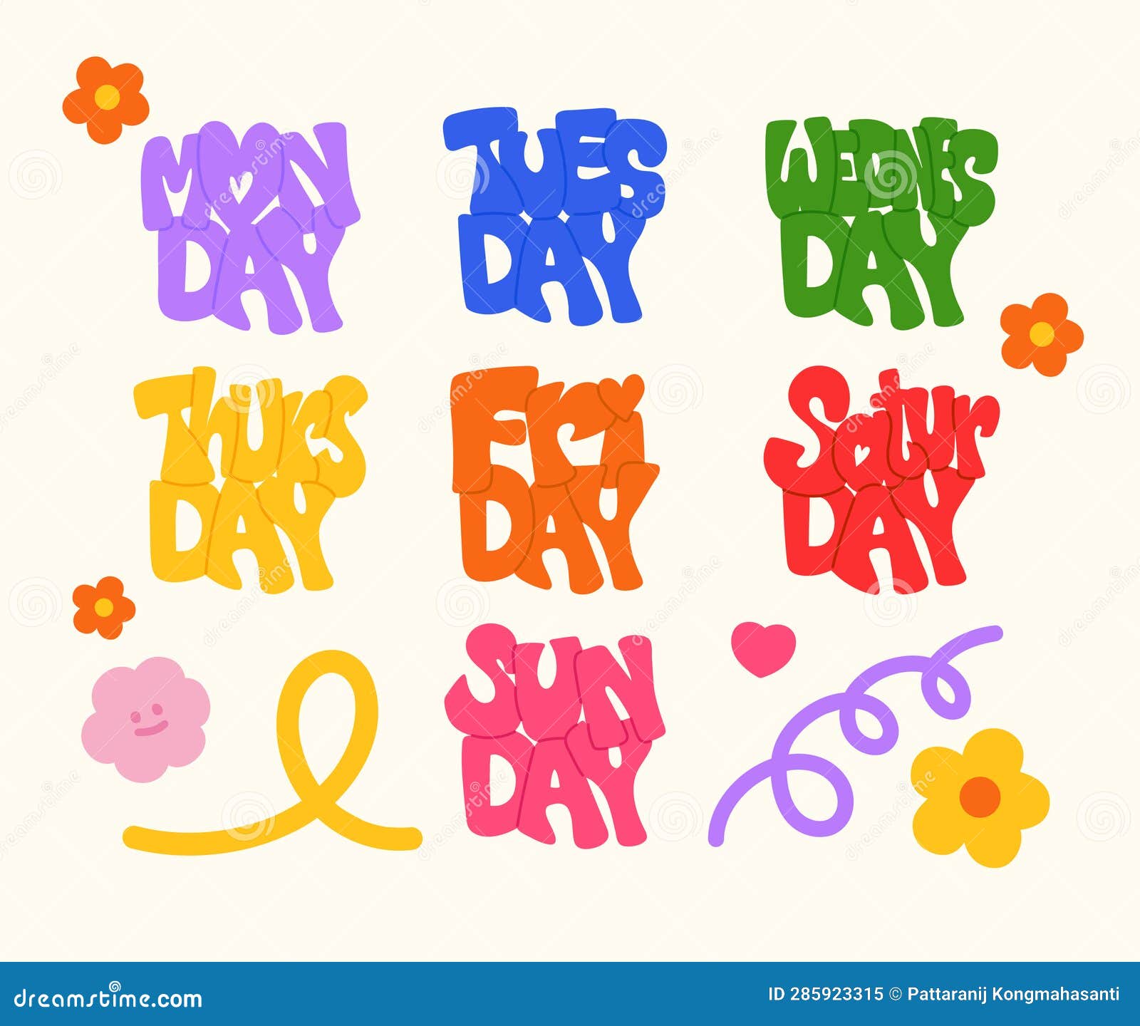 Monday, Tuesday, Wednesday, Thursday, Friday, Saturday and Sunday ...