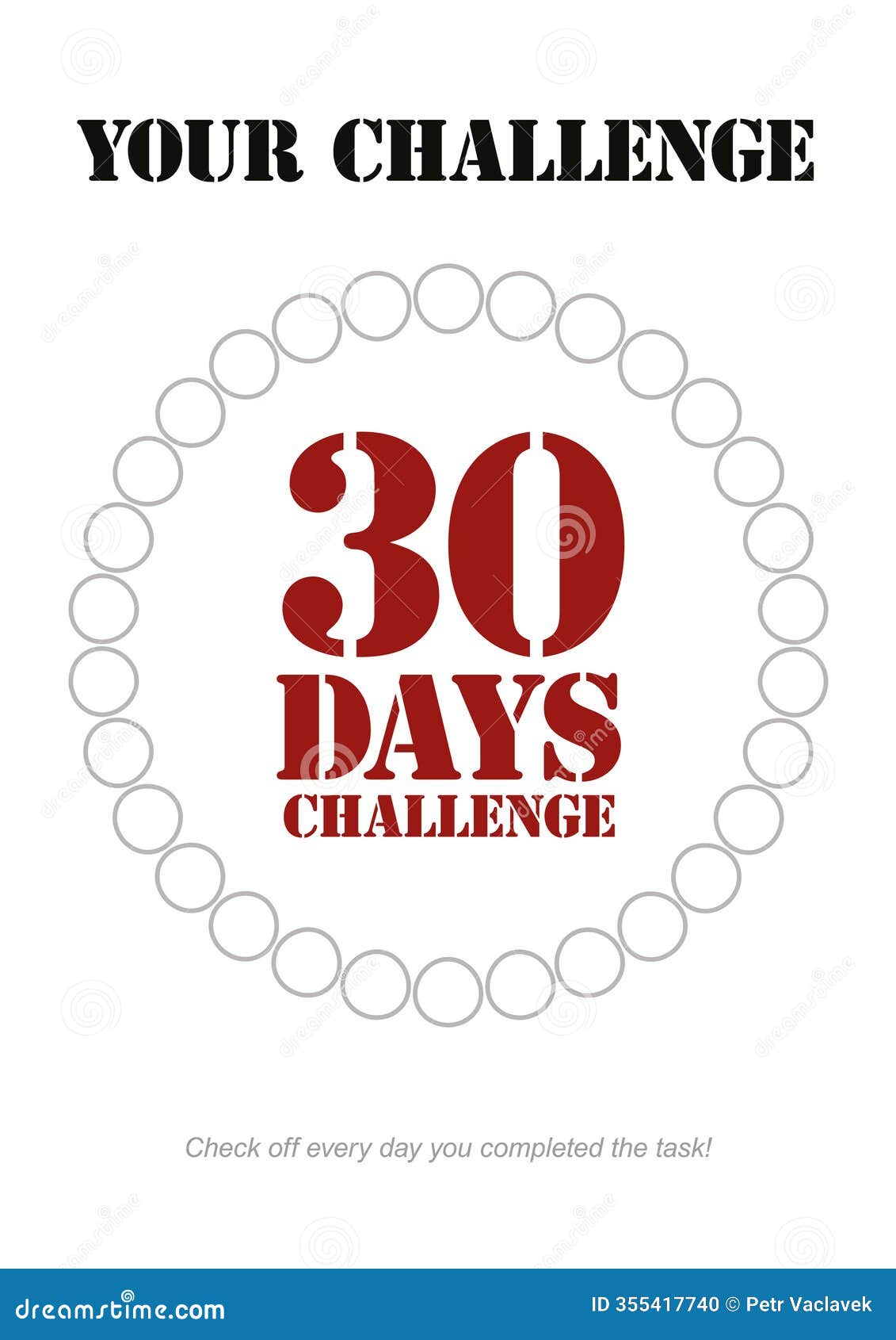 30 Days Challenge Tracker Graphic Stock Illustration - Illustration of ...