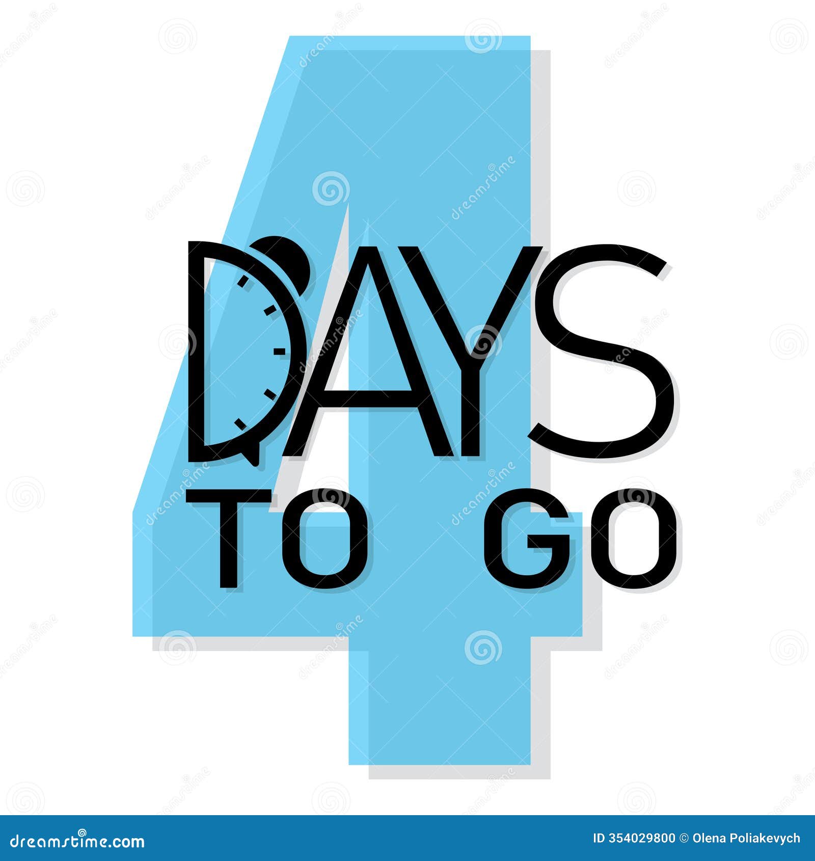 4 Days To Go. Countdown Icon Number Four. Blue Gradient Background ...