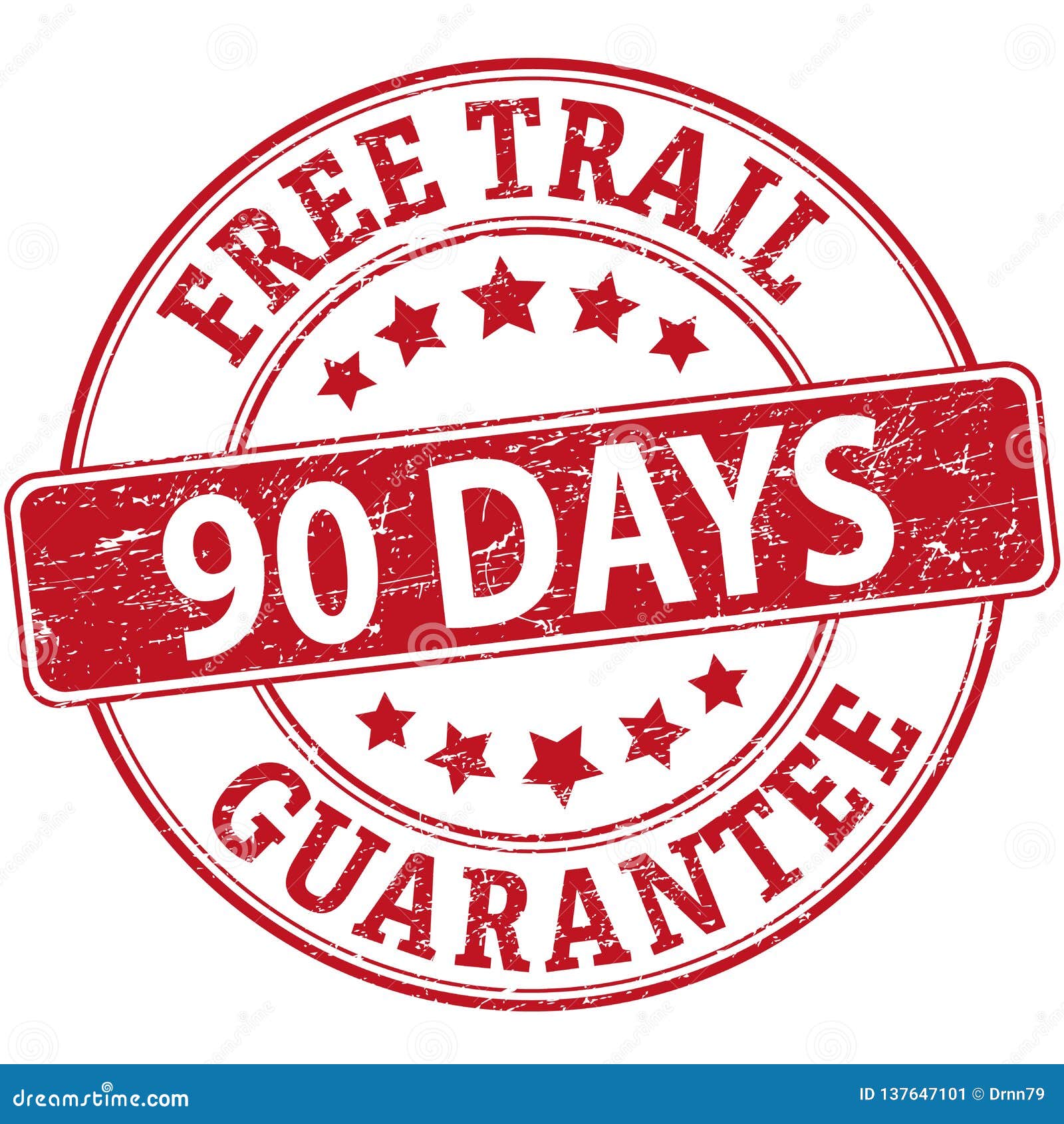 90 Days Free Trail Red Rubber Web Stamp with Stars Stock Illustration ...