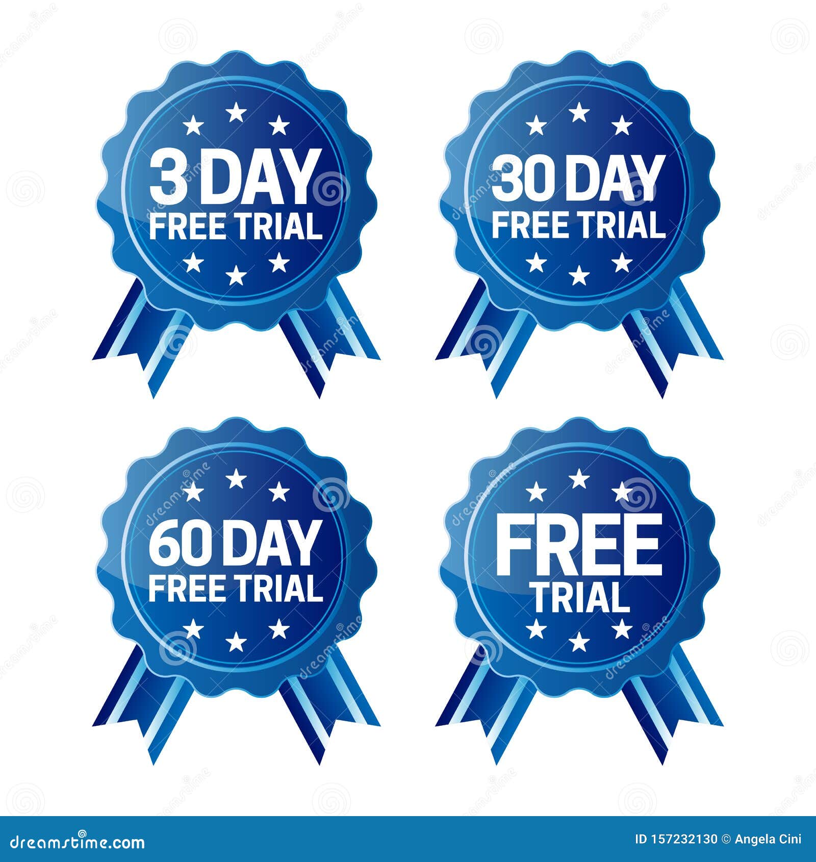 3, 30 and 60 Days Free Trial Badge Symbol Set Stock Vector ...