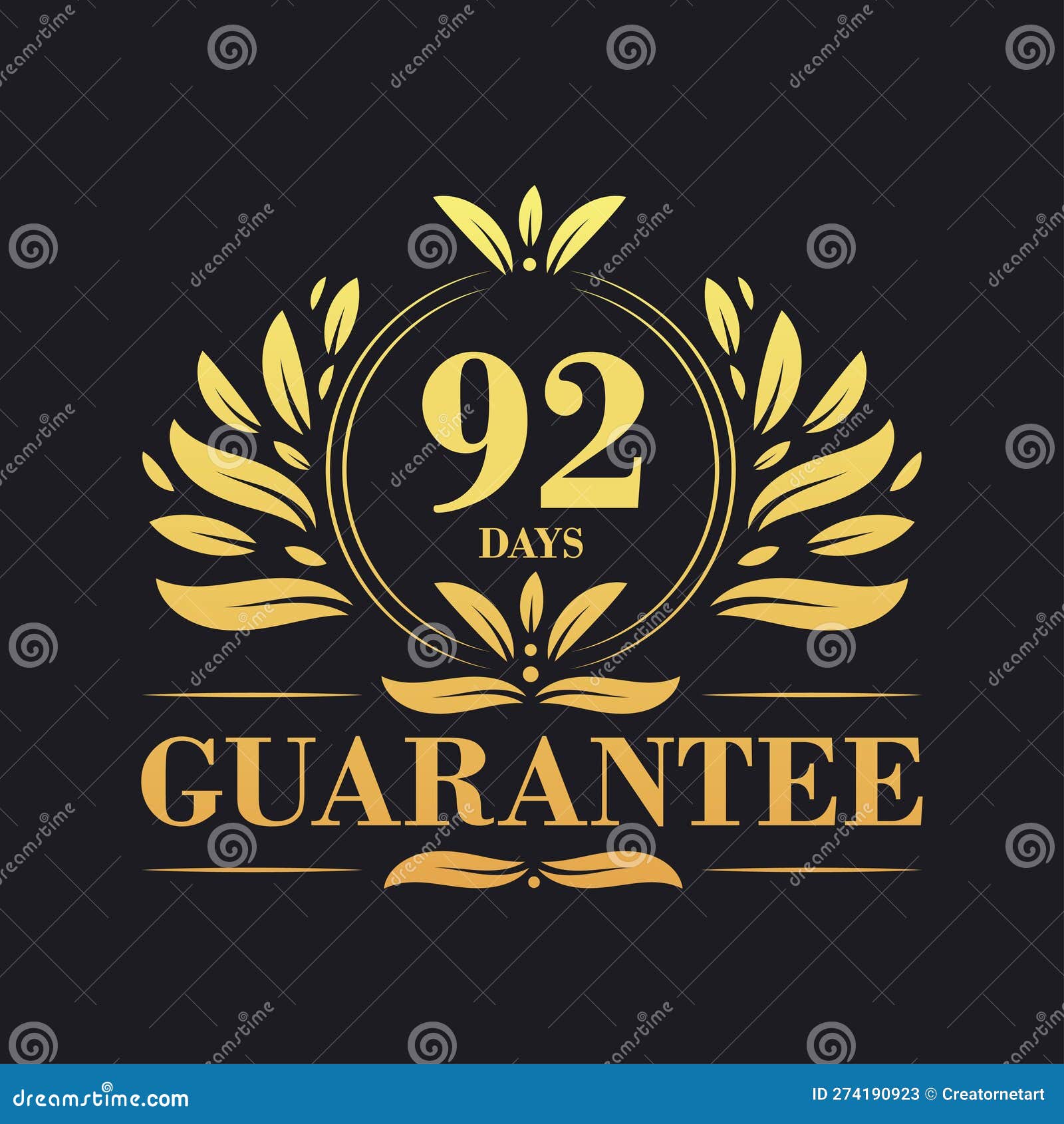 92 Days Guarantee Logo Vector, 92 Days Guarantee Sign Symbol Stock ...