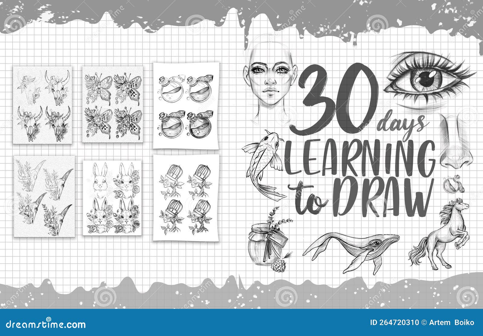 30 Days Learning How To Draw Book Covers Royalty-Free Stock Image ...