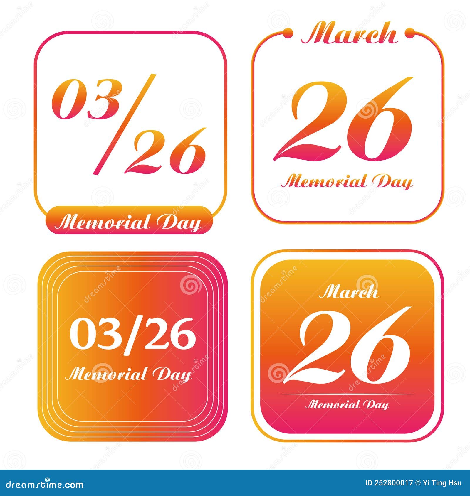 PINK ORANGE GRADIENT MEMORIAL DAY Stock Vector - Illustration of line ...