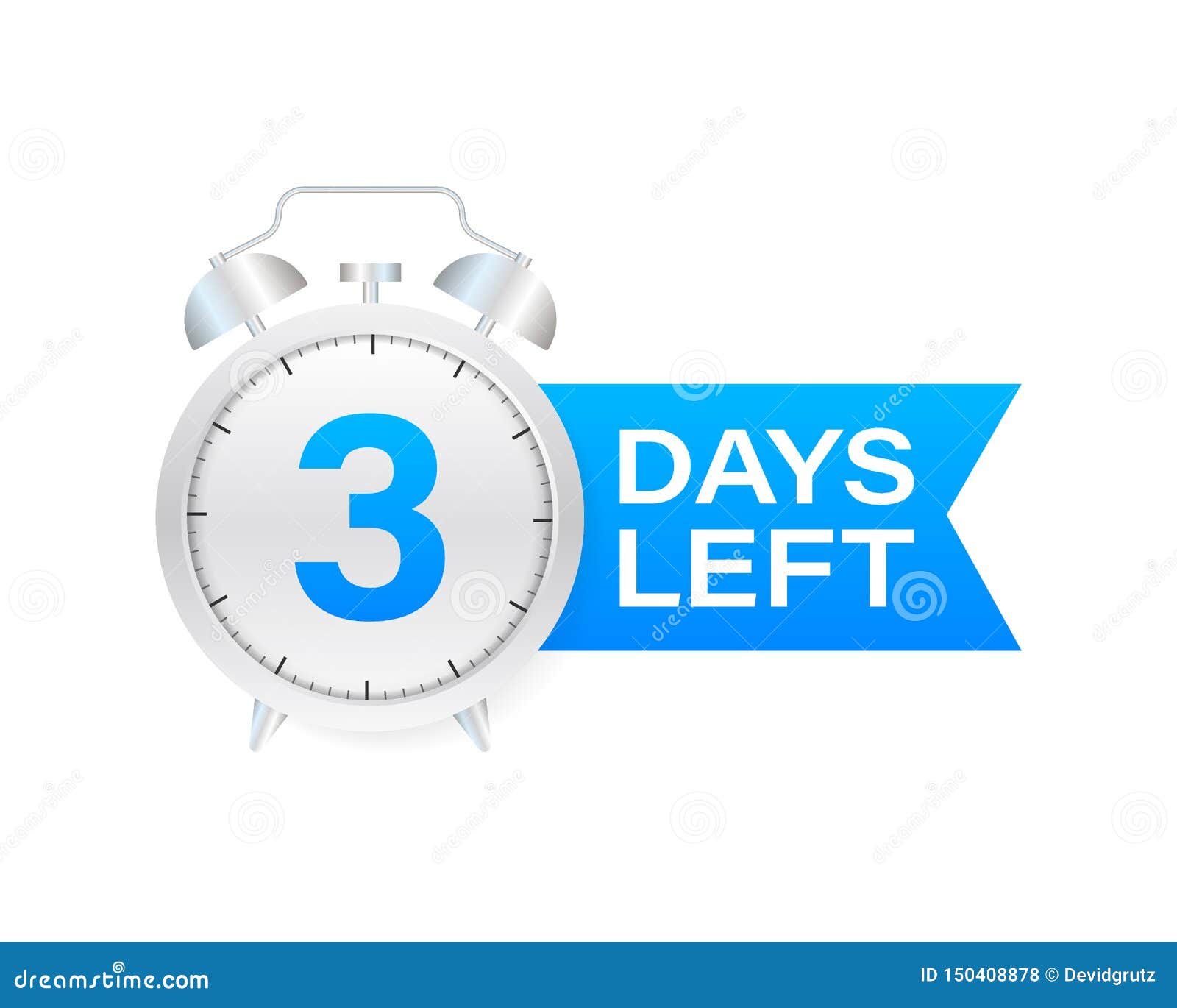 3 Days Left on Allarm Clock on White Background. Vector Stock ...