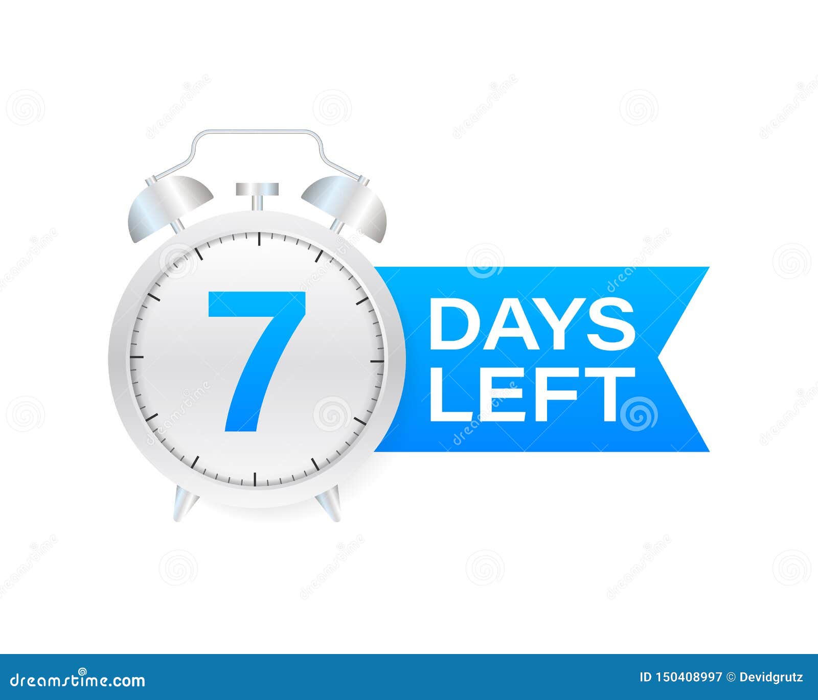 7 Days Left on Allarm Clock on White Background. Vector Stock ...