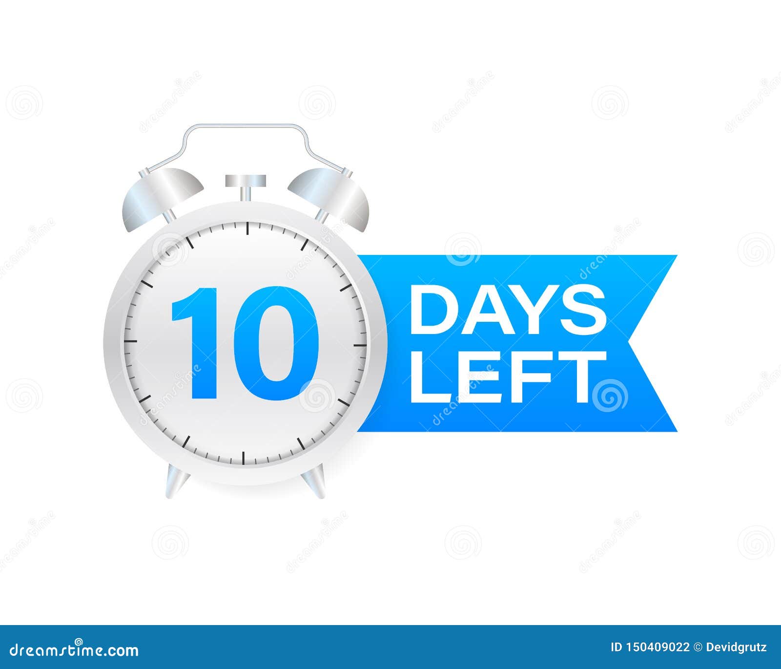 10 Days Left on Allarm Clock on White Background. Vector Stock ...