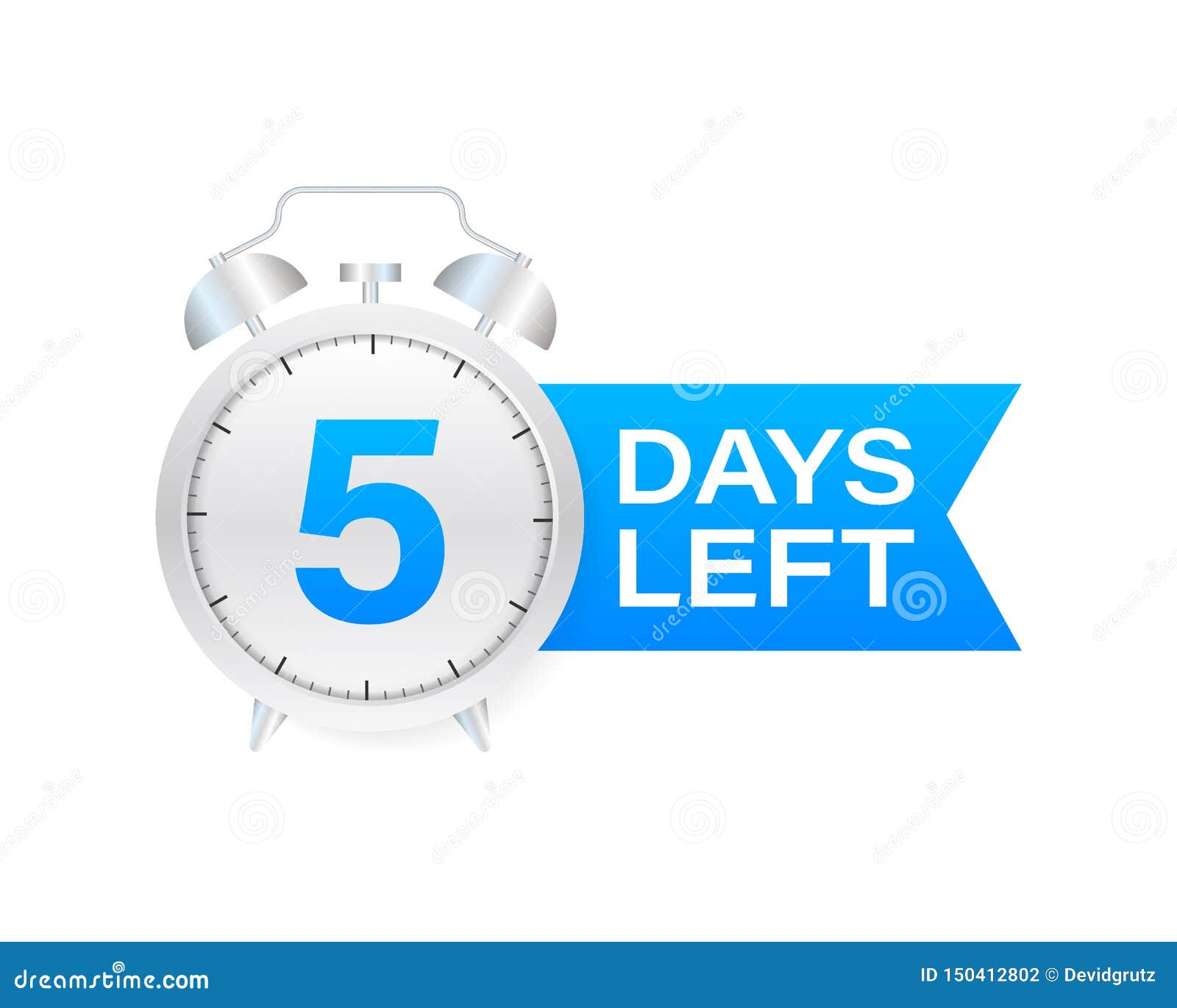 5 Days Left on Allarm Clock on White Background. Vector Stock ...