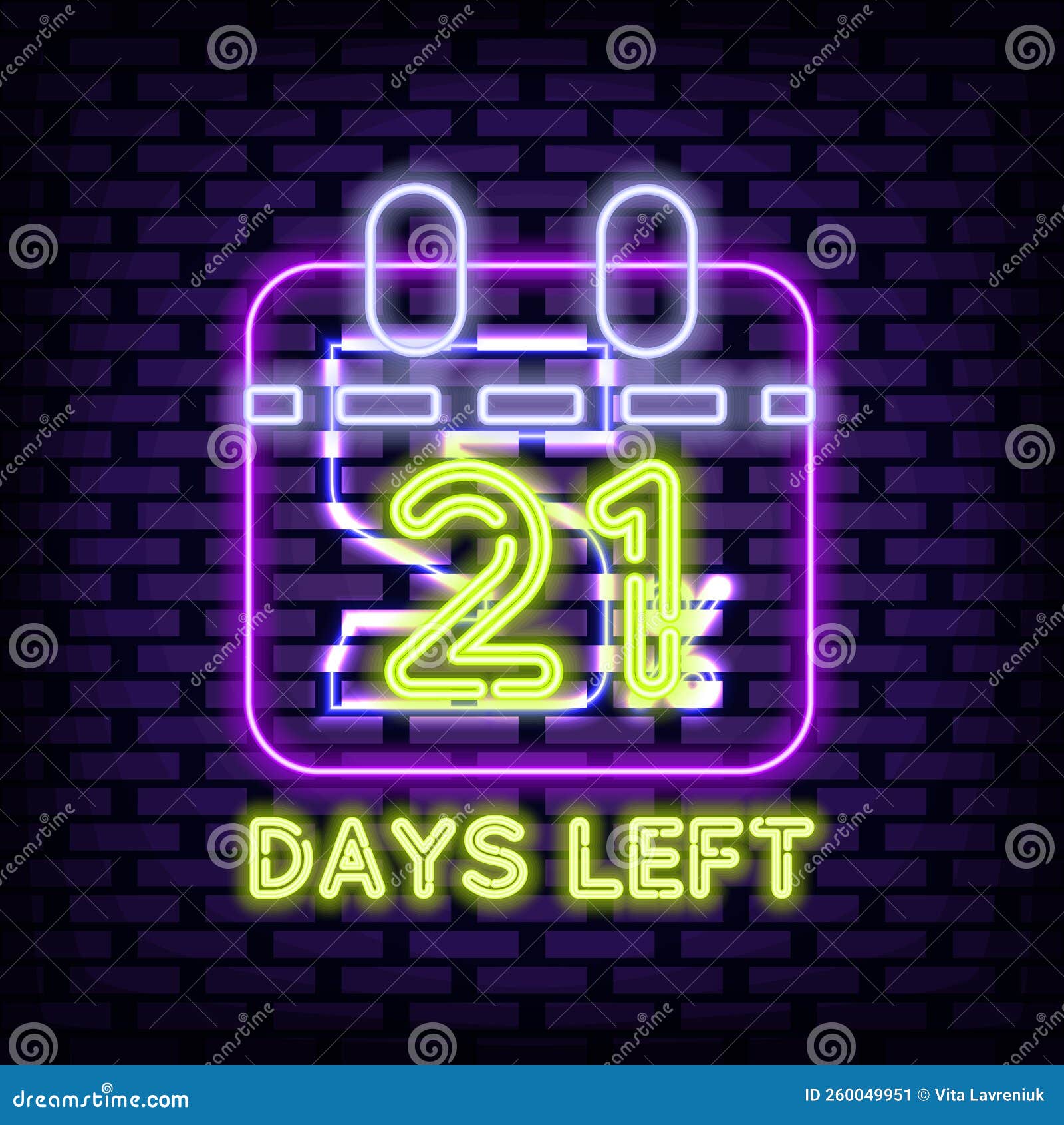 21 Days Left Badge in Neon Style. Neon Script. Announcement Neon ...