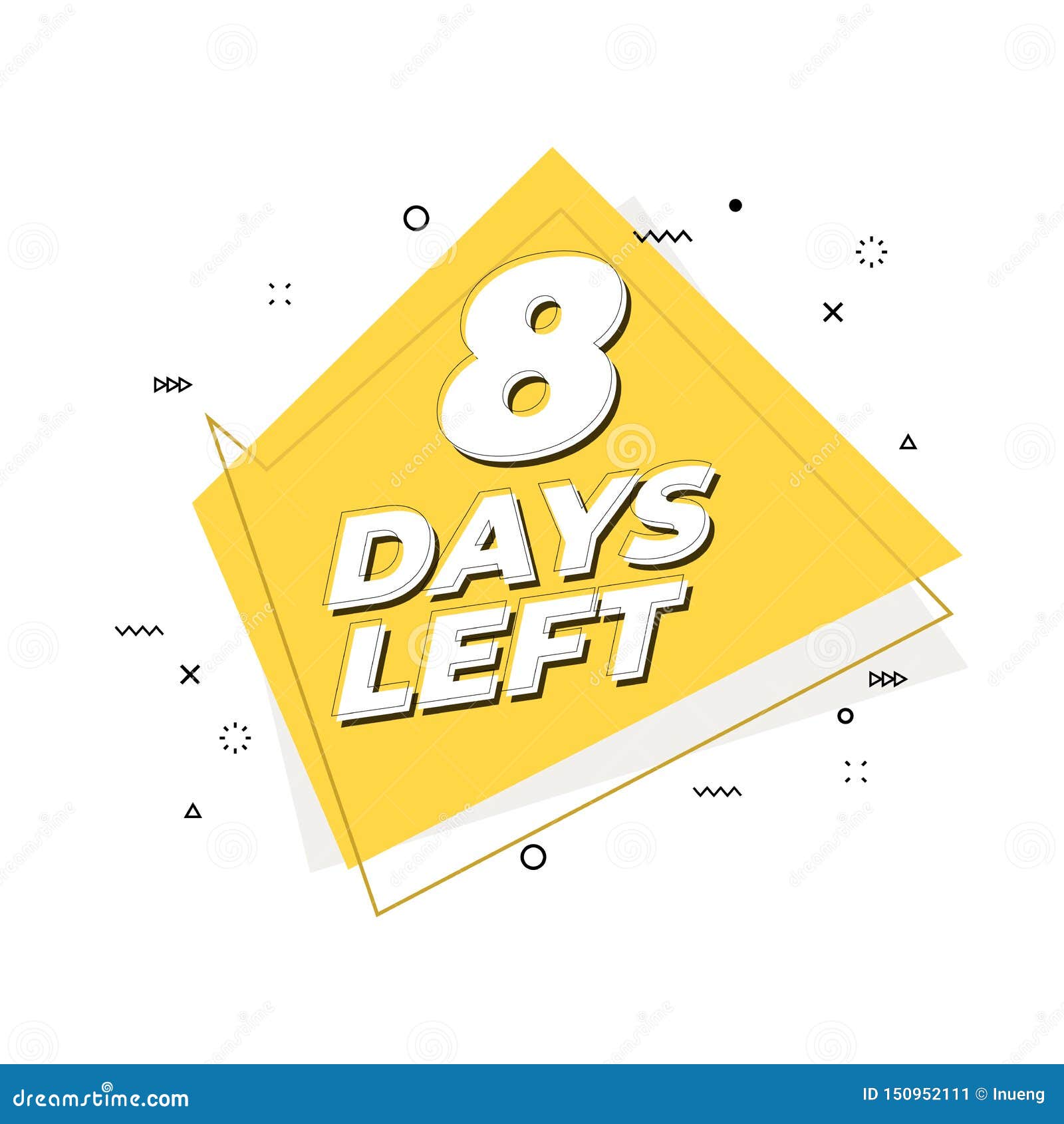 8 Days Left Banner. Geometric Memphis Style Stock Vector - Illustration ...