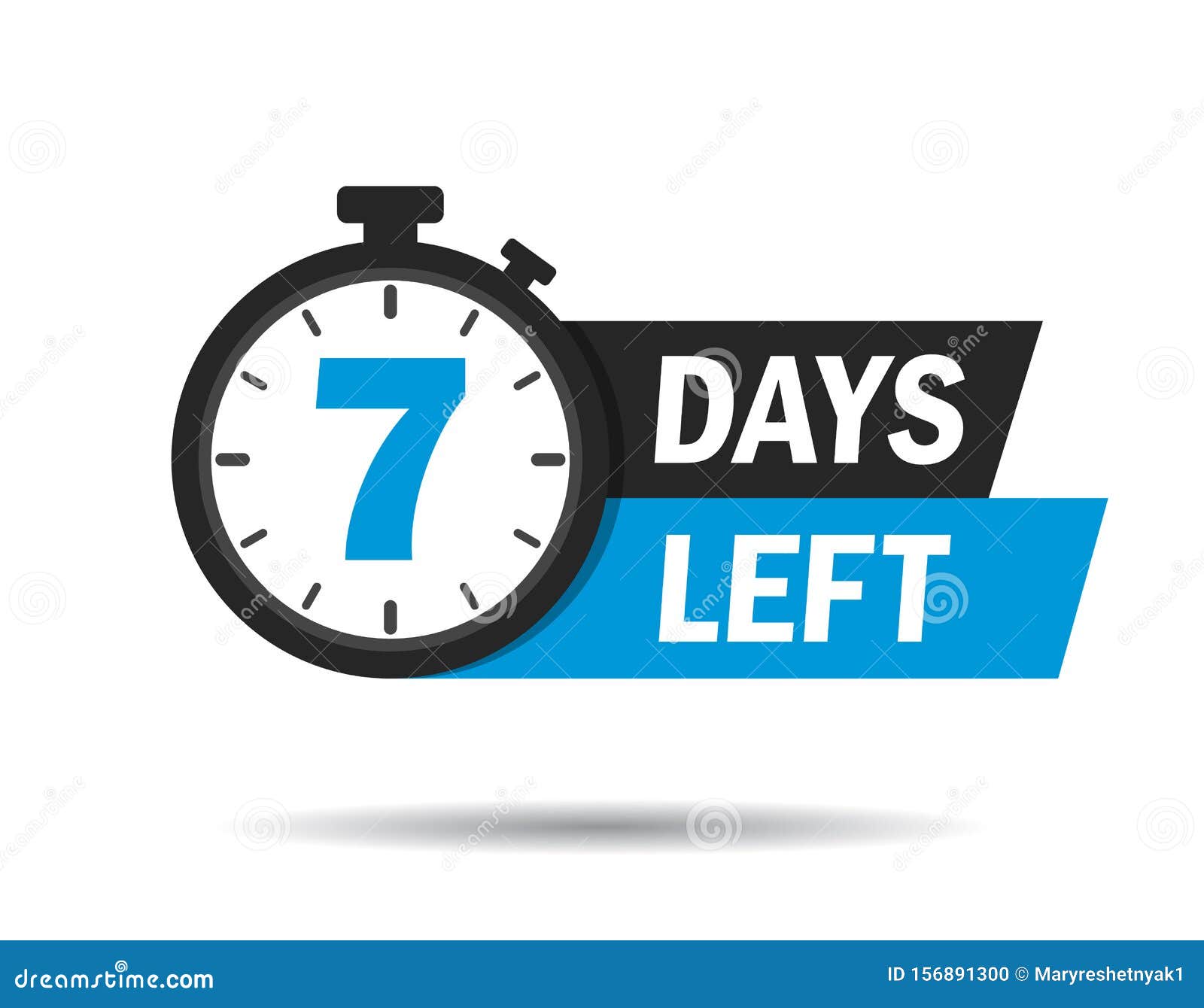 7 Days Left. Count Timer Icon. Vector Emblem of 7 Days Left in Flat ...
