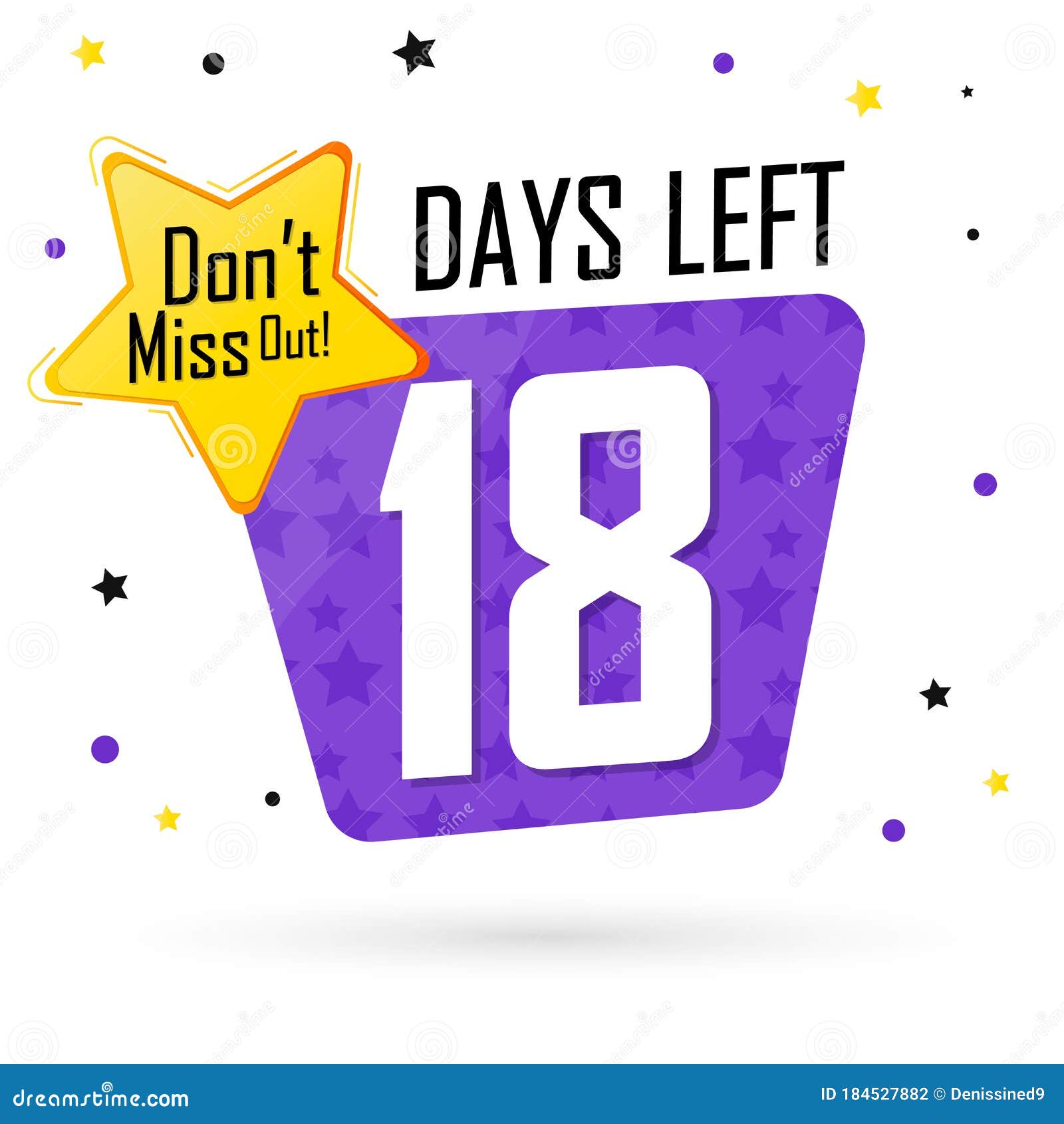 18 Days Left, Countdown Tag, Banner Design Template, Don`t Miss Out ...