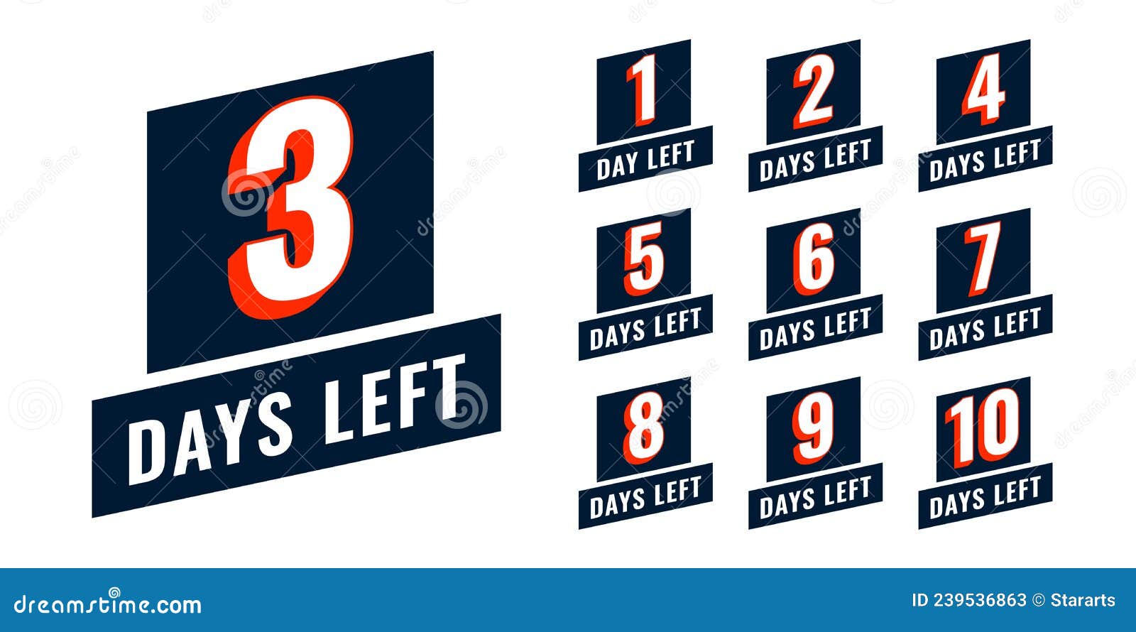 Days Left Countdown Timer in Flat Style Design Stock Vector ...