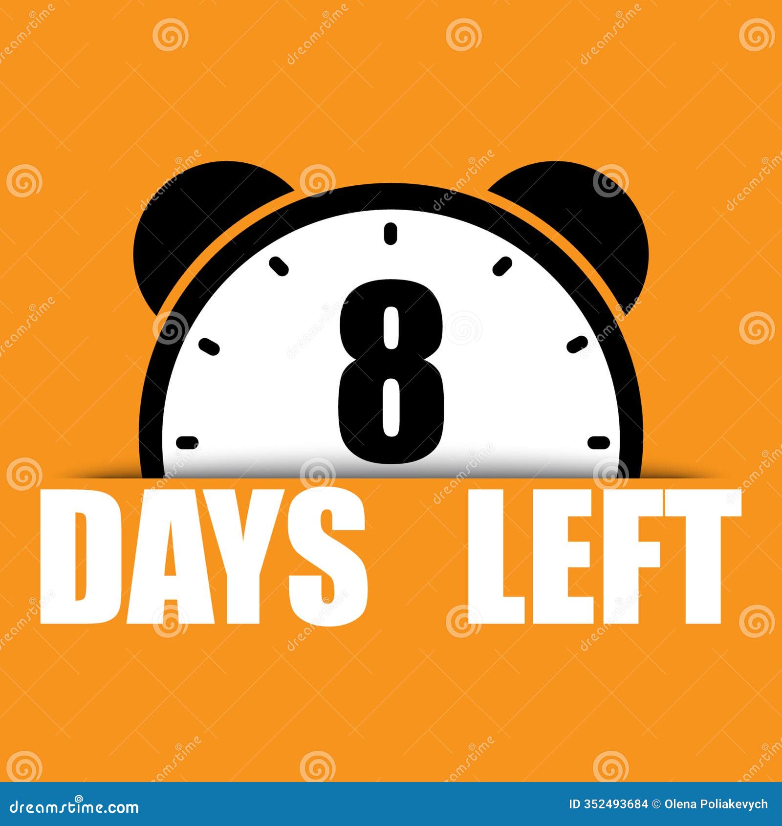 8 Days Left Icon. Countdown Clock Symbol. Bold Number Eight Text ...