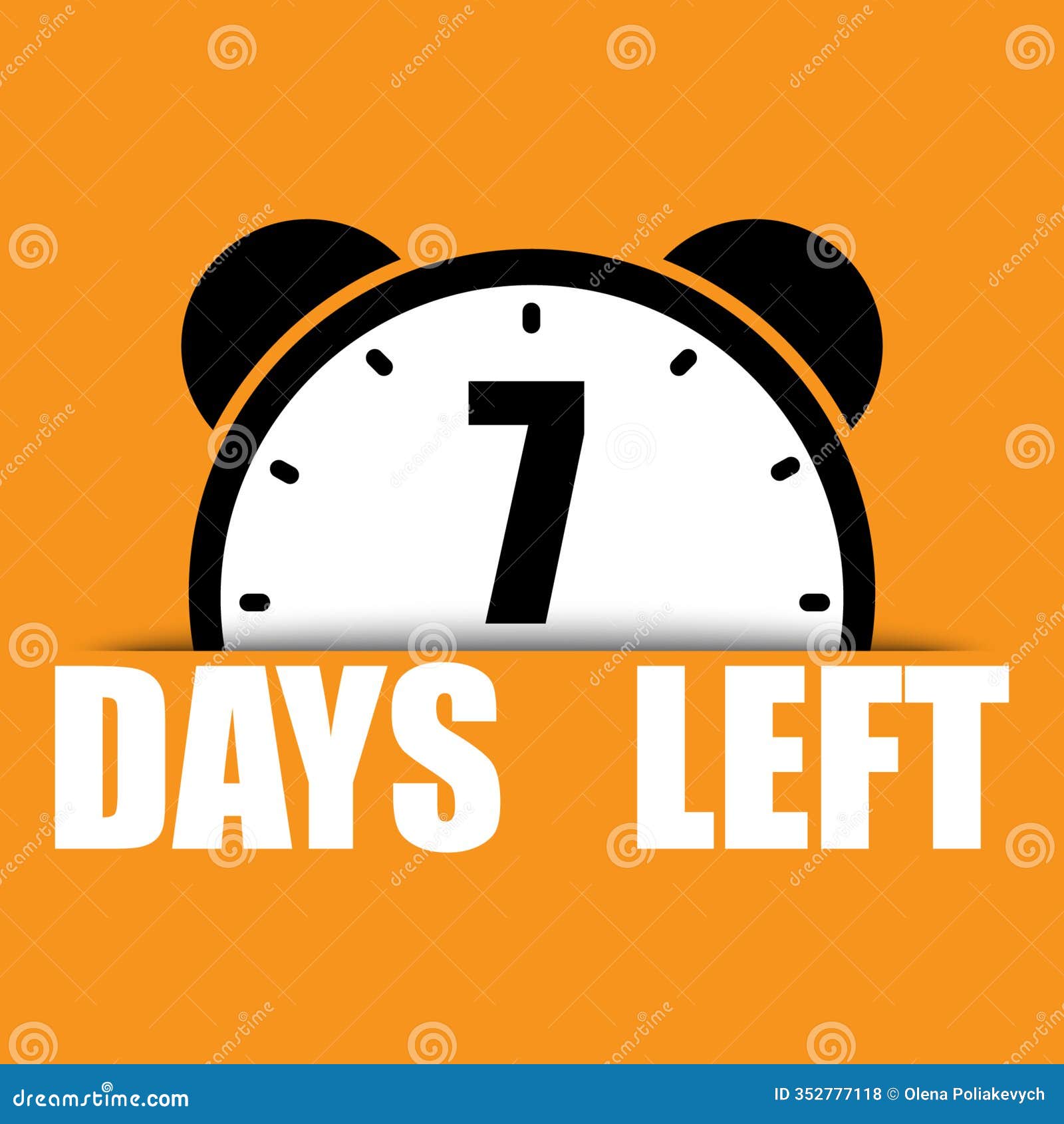 7 Days Left Icon. Countdown Clock Symbol. Bold Number Seven Text ...