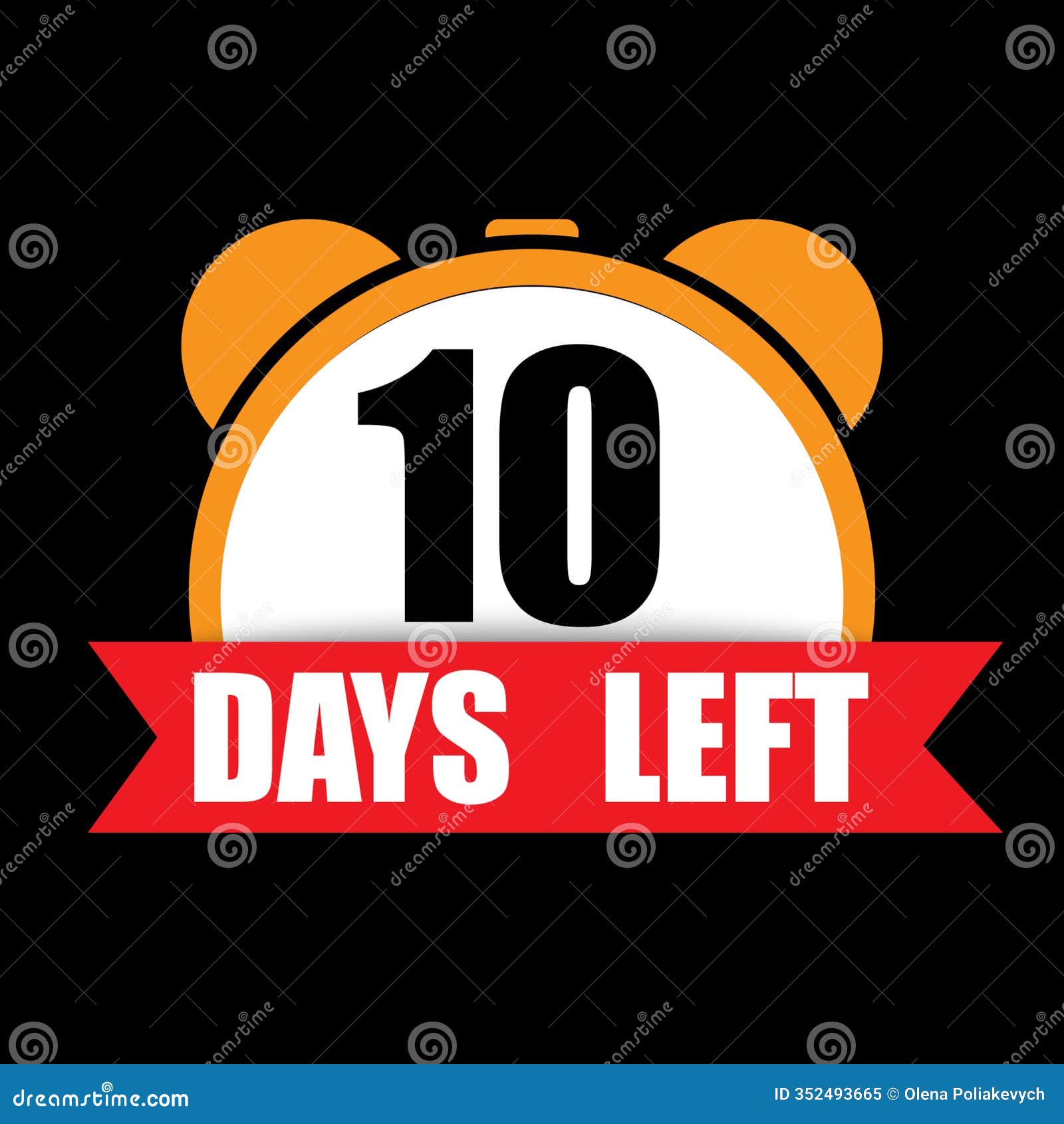 10 Days Left Icon. Countdown Clock Symbol. Bold Number Ten Text. Black ...