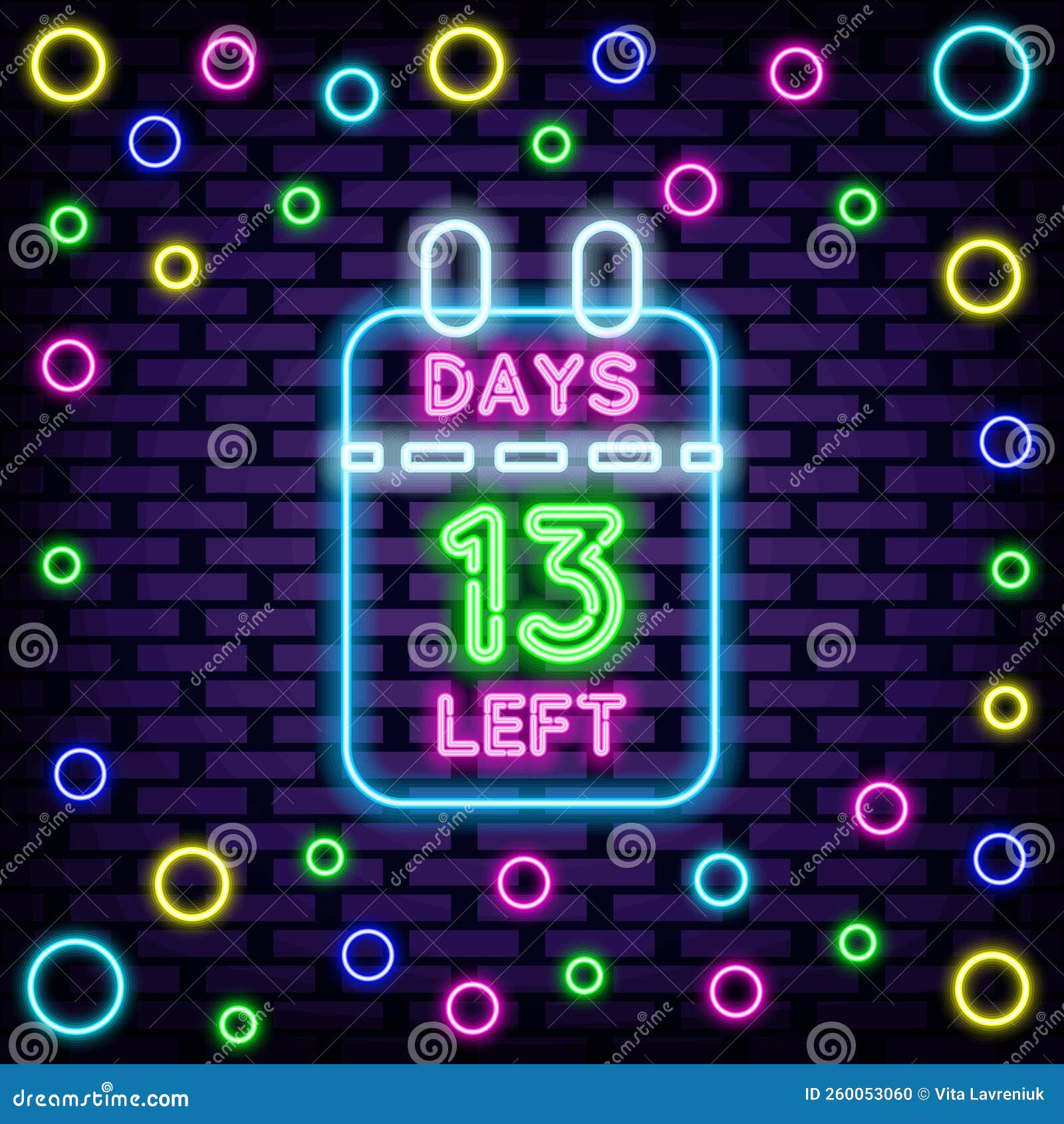 13 Days Left Neon Sign. Bright Signboard. Announcement Neon Signboard ...