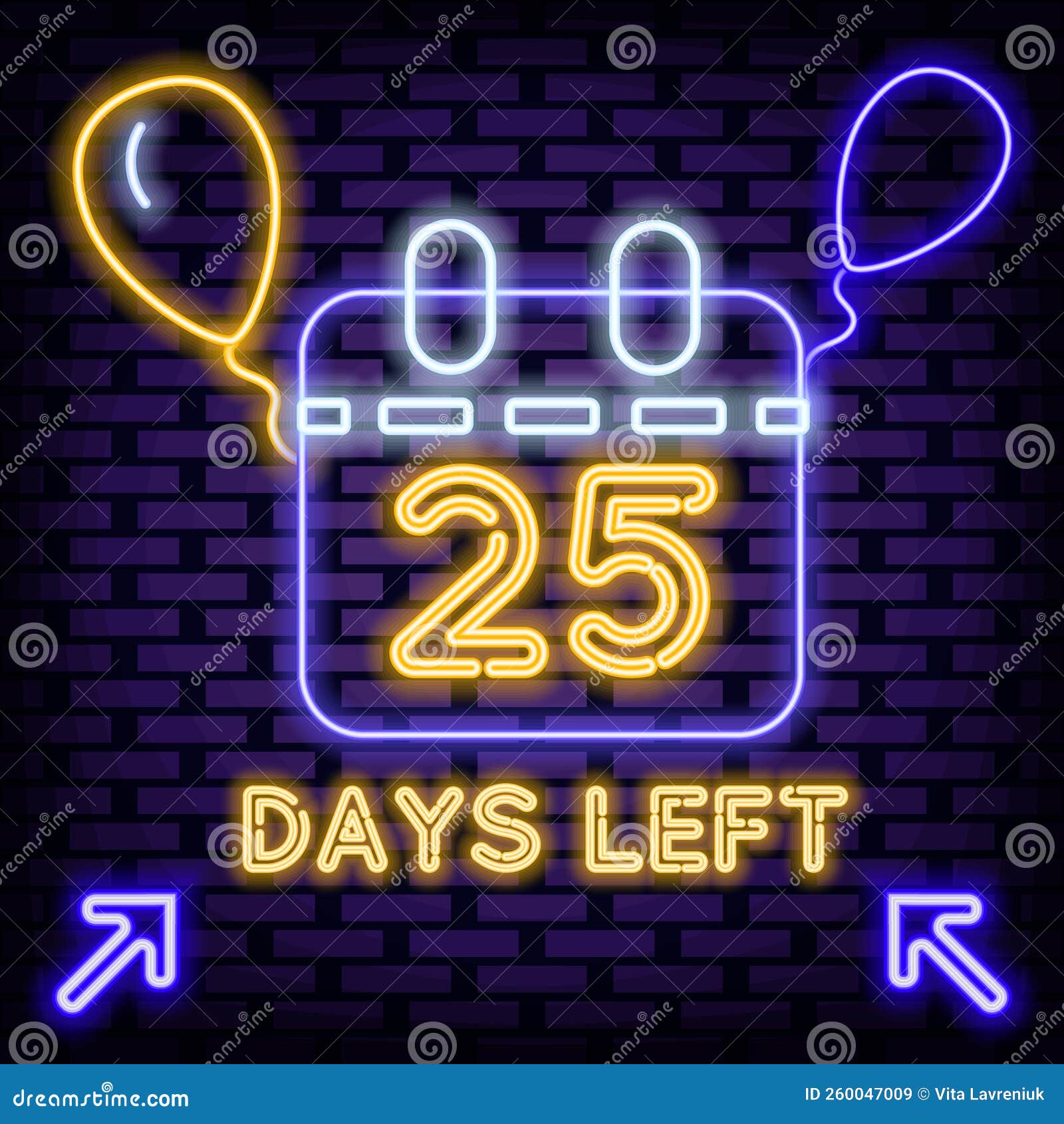 25 Days Left Neon Sign Vector. Bright Signboard. Light Banner Stock ...
