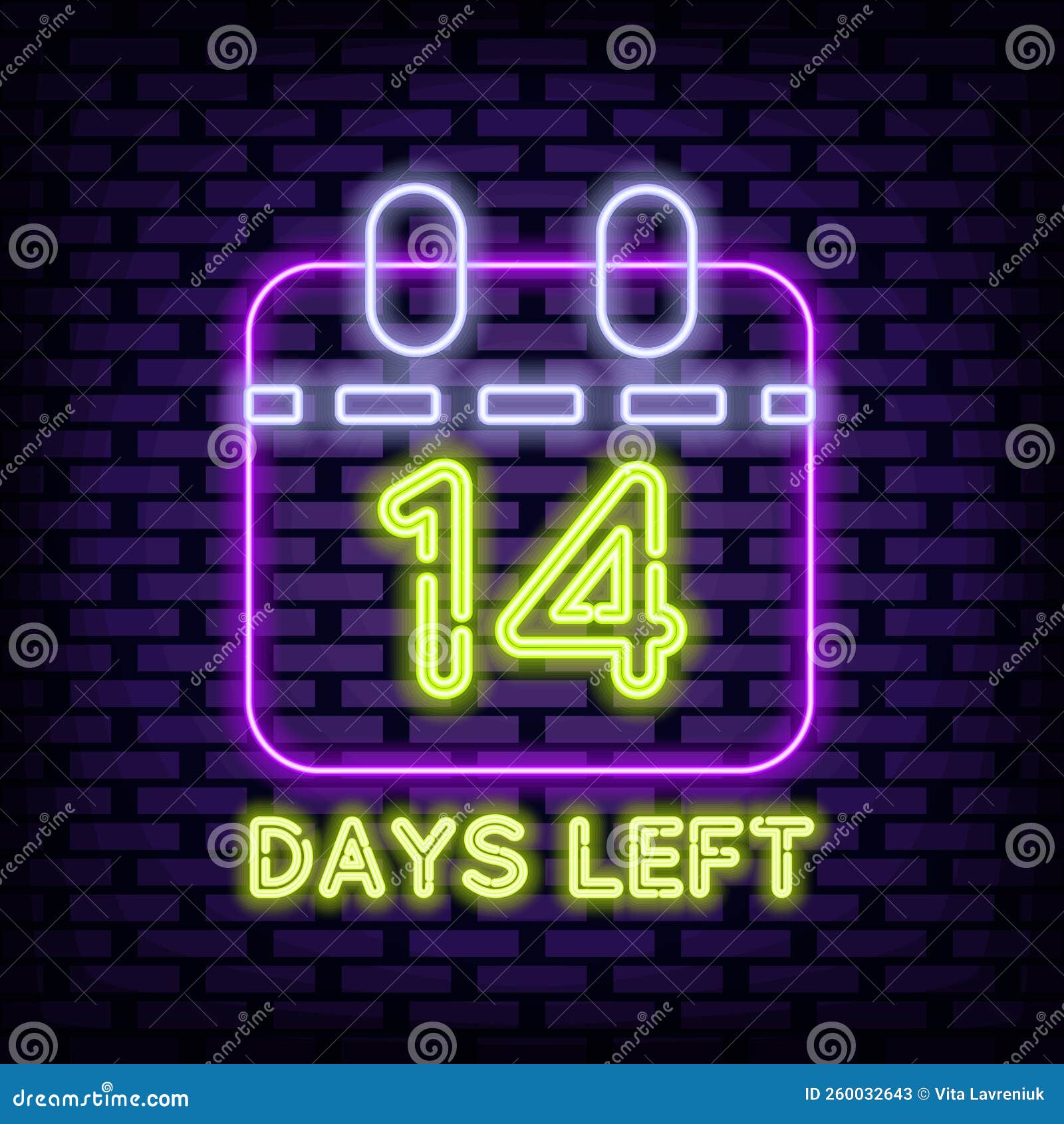 14 Days Left Neon Sign Vector. Glowing with Colorful Neon Light. Light ...