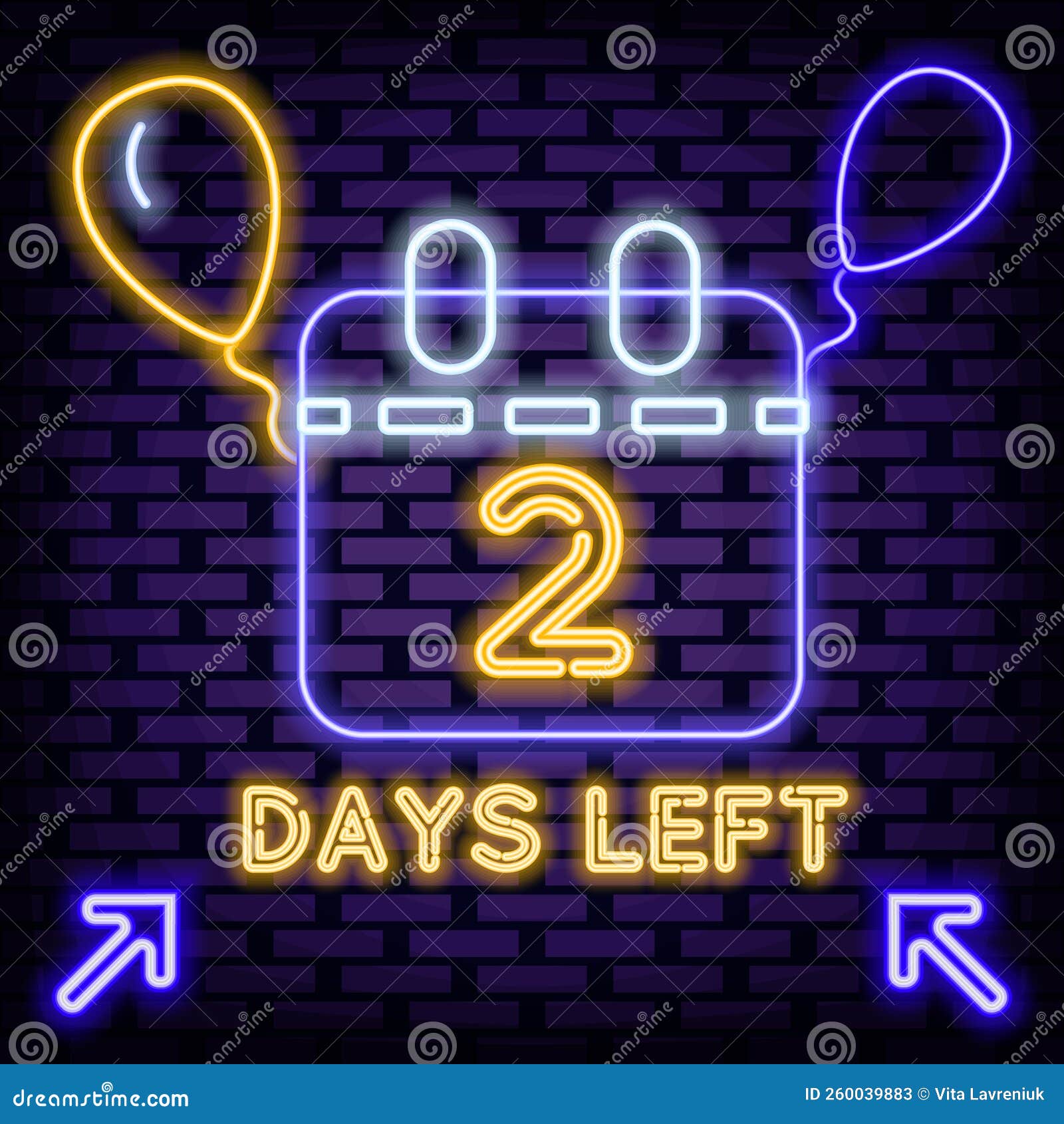 2 Days Left Neon Sign Vector. Neon Script. Light Art Stock Vector ...