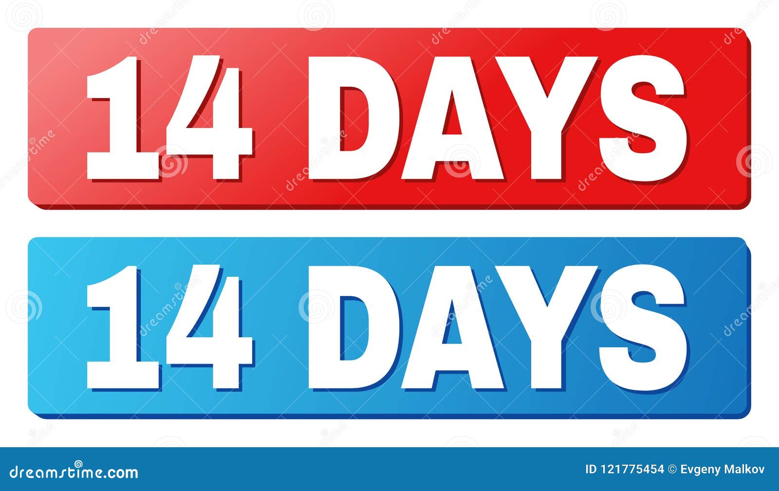 14 DAYS Title on Blue and Red Rectangle Buttons Stock Vector ...