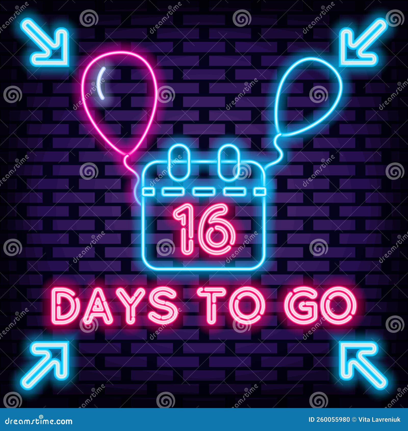 16 Days To Go Badge in Neon Style. Neon Script. Neon Text Stock Vector ...