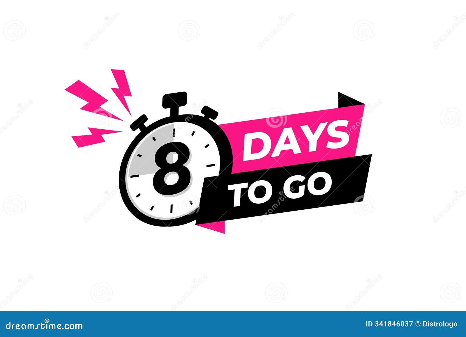 8 Days To Go Banner Label, Countdown Timer Sticker Vector Illustration ...