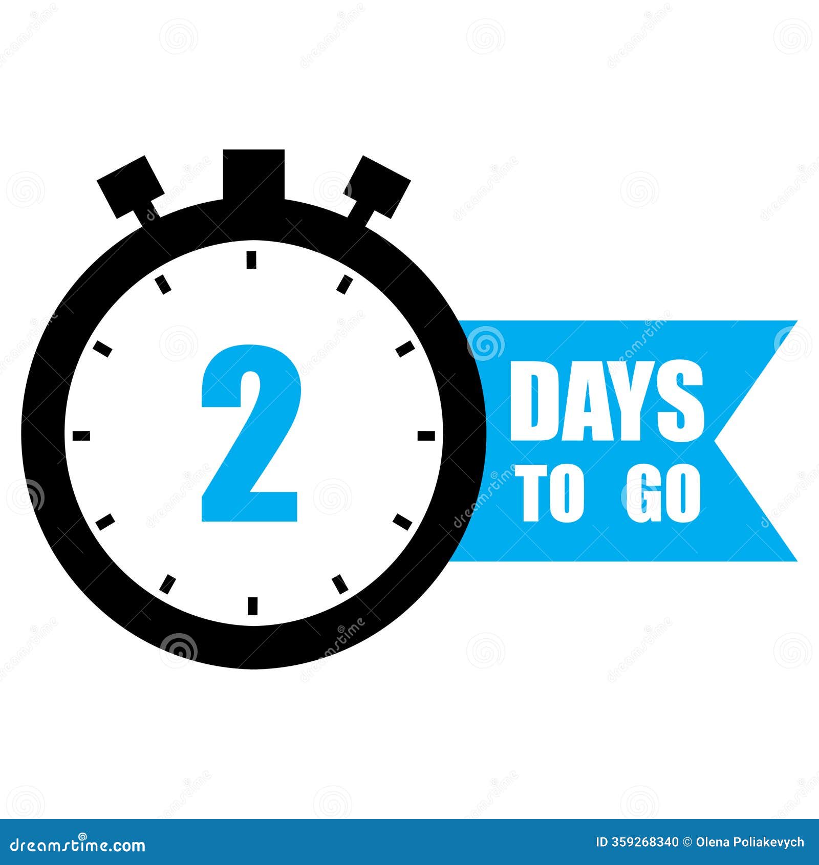 2 Days To Go. Countdown Timer Icon. Big Two Highlight. Vector Label ...