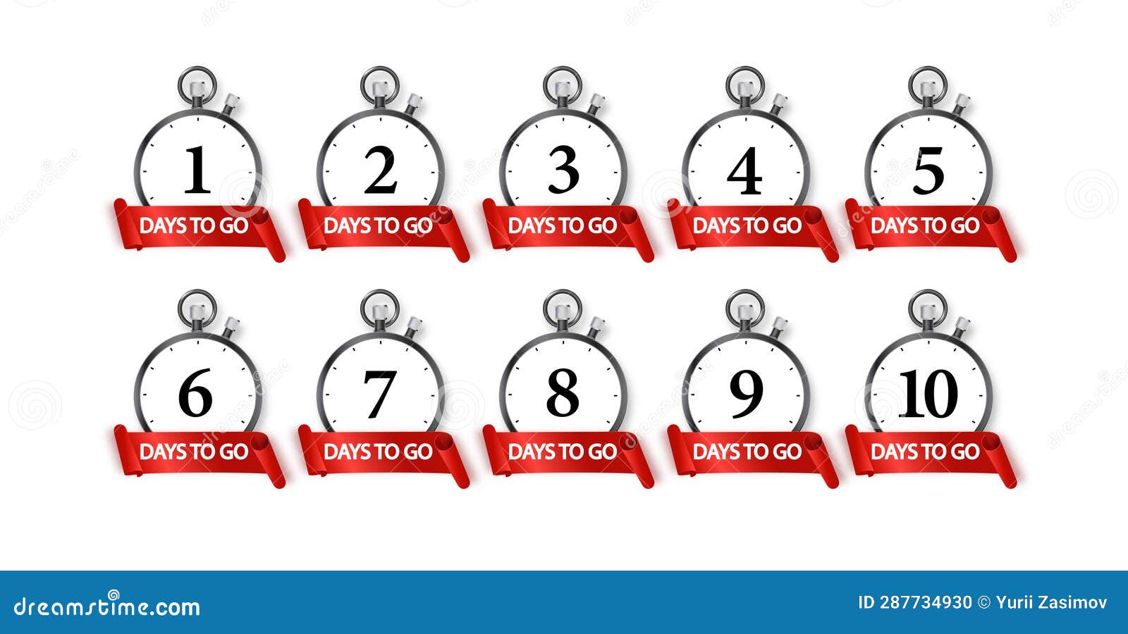 1 Days To Go Icon Set. Countdown of Days Remaining. Offer Timer Sticker ...