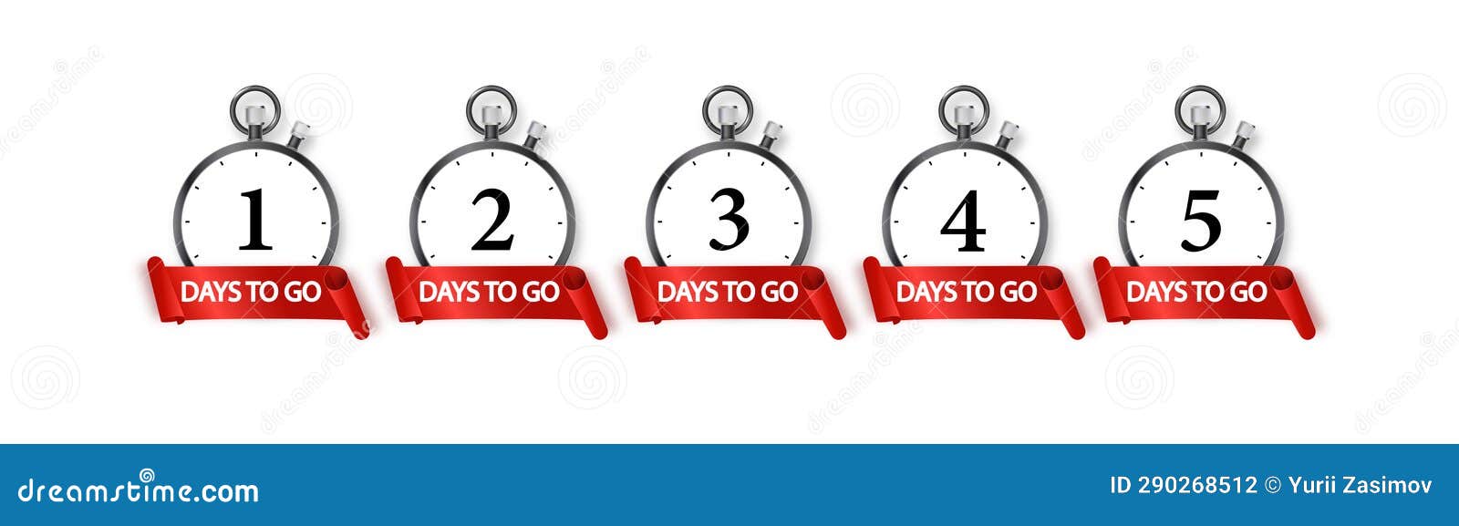 1 Days To Go Icon Set. Countdown of Days Remaining. Offer Timer Sticker ...