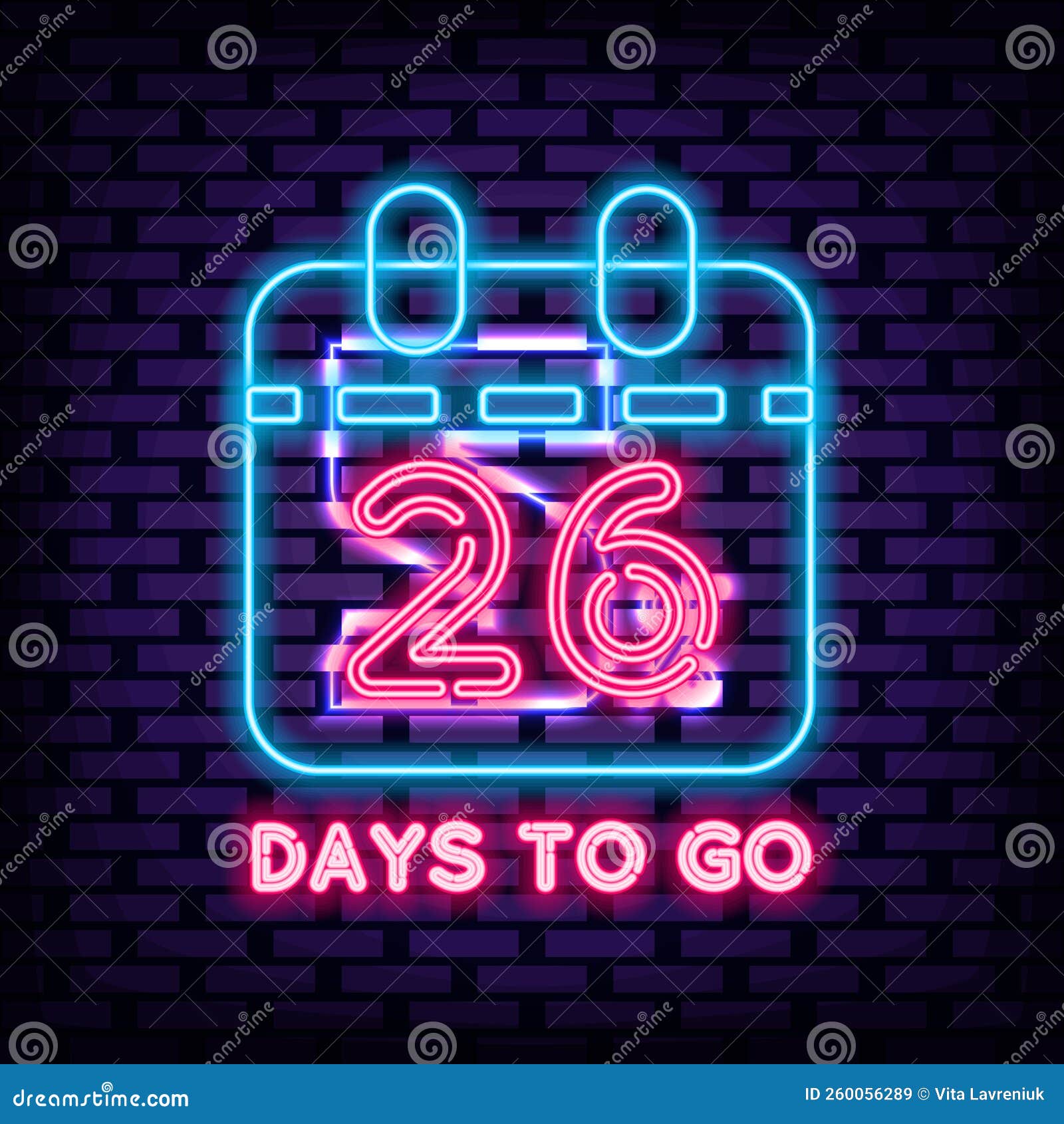 26 Days To Go Neon Signboards. Neon Script. Neon Text Stock Vector ...