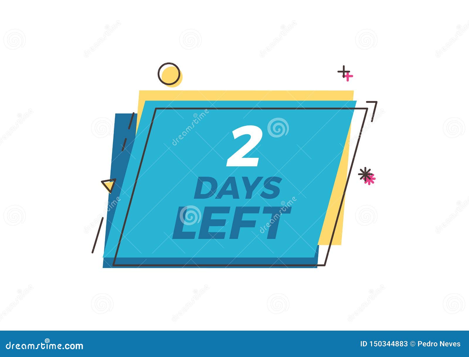 Only 2 Days To Go Text on a Trendy Geometric Box with Abstract Elements ...