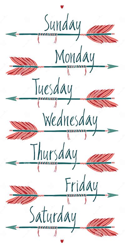 Days of the Week and Arrows Stock Vector - Illustration of colorful ...