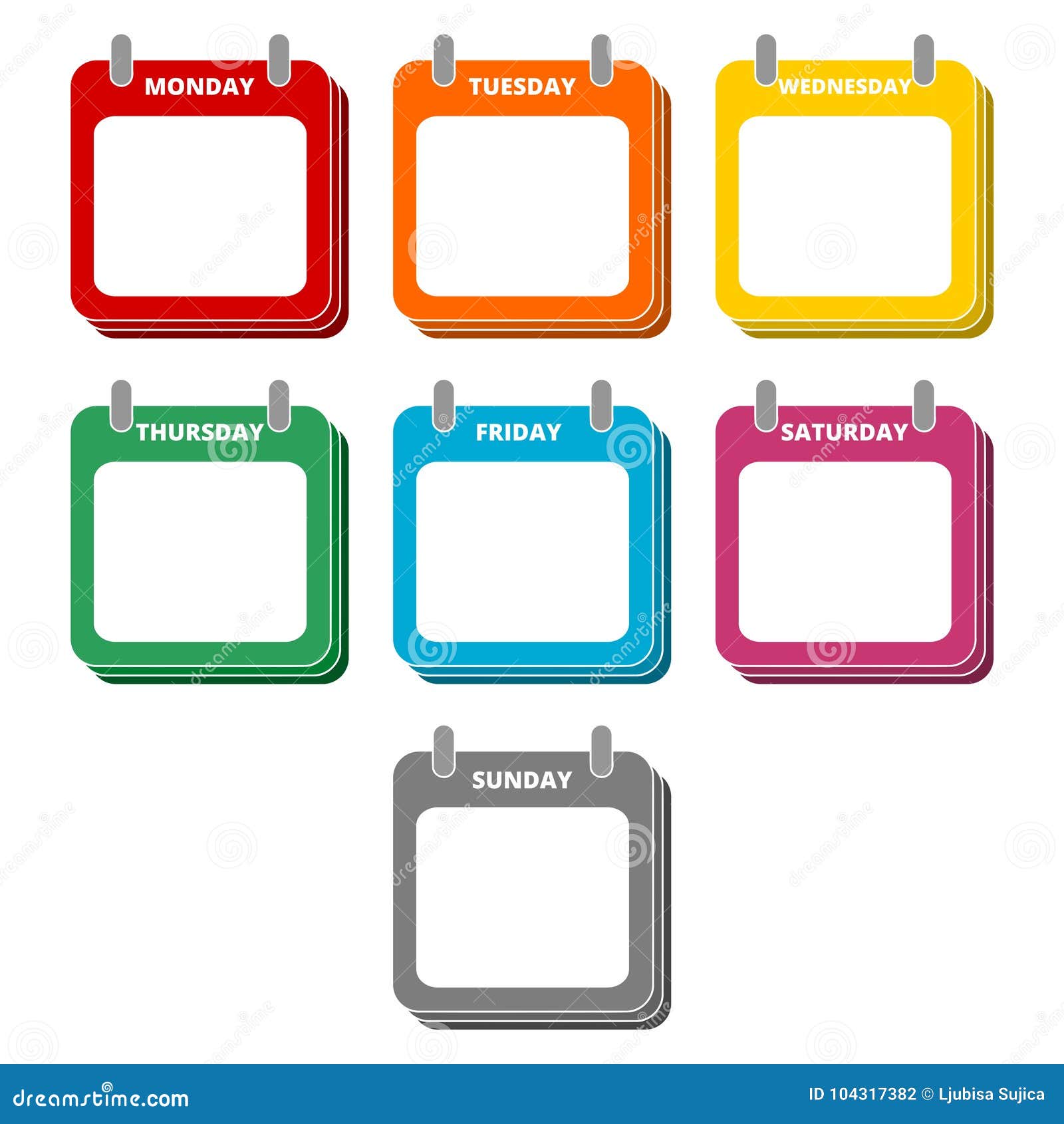 Days of the Week, Calendar Sheets with the Days of the Week Stock ... Days of the Week, Calendar Sheets with the Days of the Week Stock ...