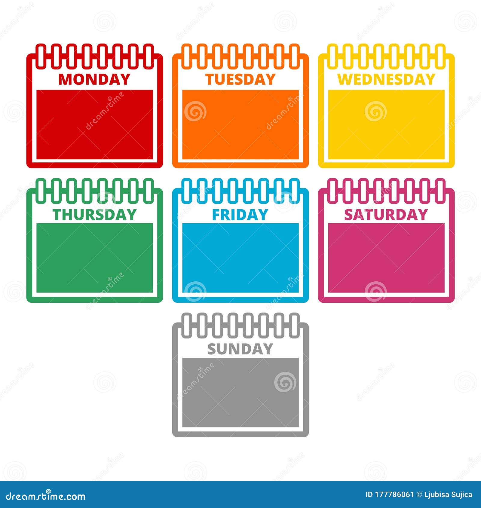 Days of the Week, Calendar Sheets with the Days of the Week Stock ...